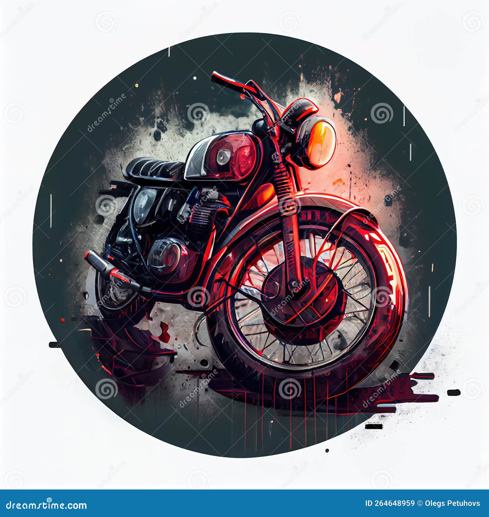 A Motorcycle with a Red Paint Splattered on it S Side and a Black ...