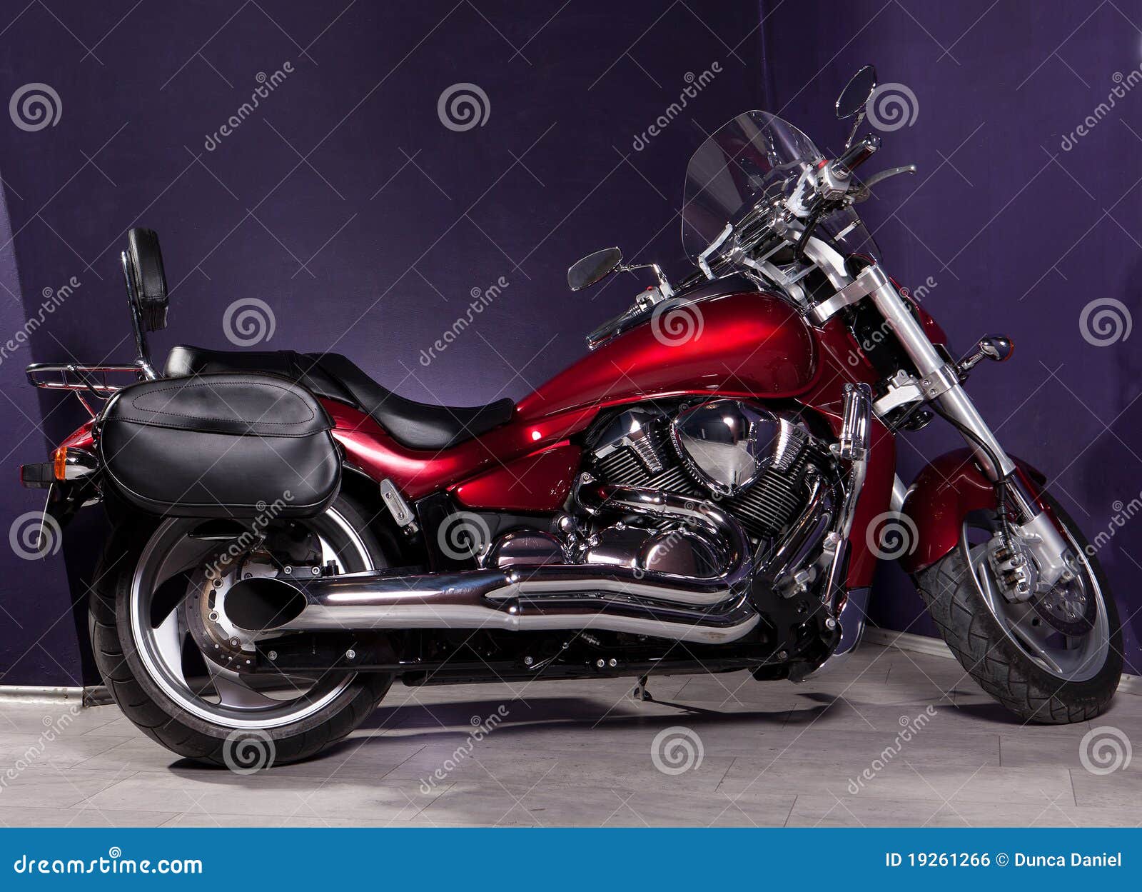 Motorcycle - Red Powerful Chopper Stock Photo - Image of cycle, inside ...