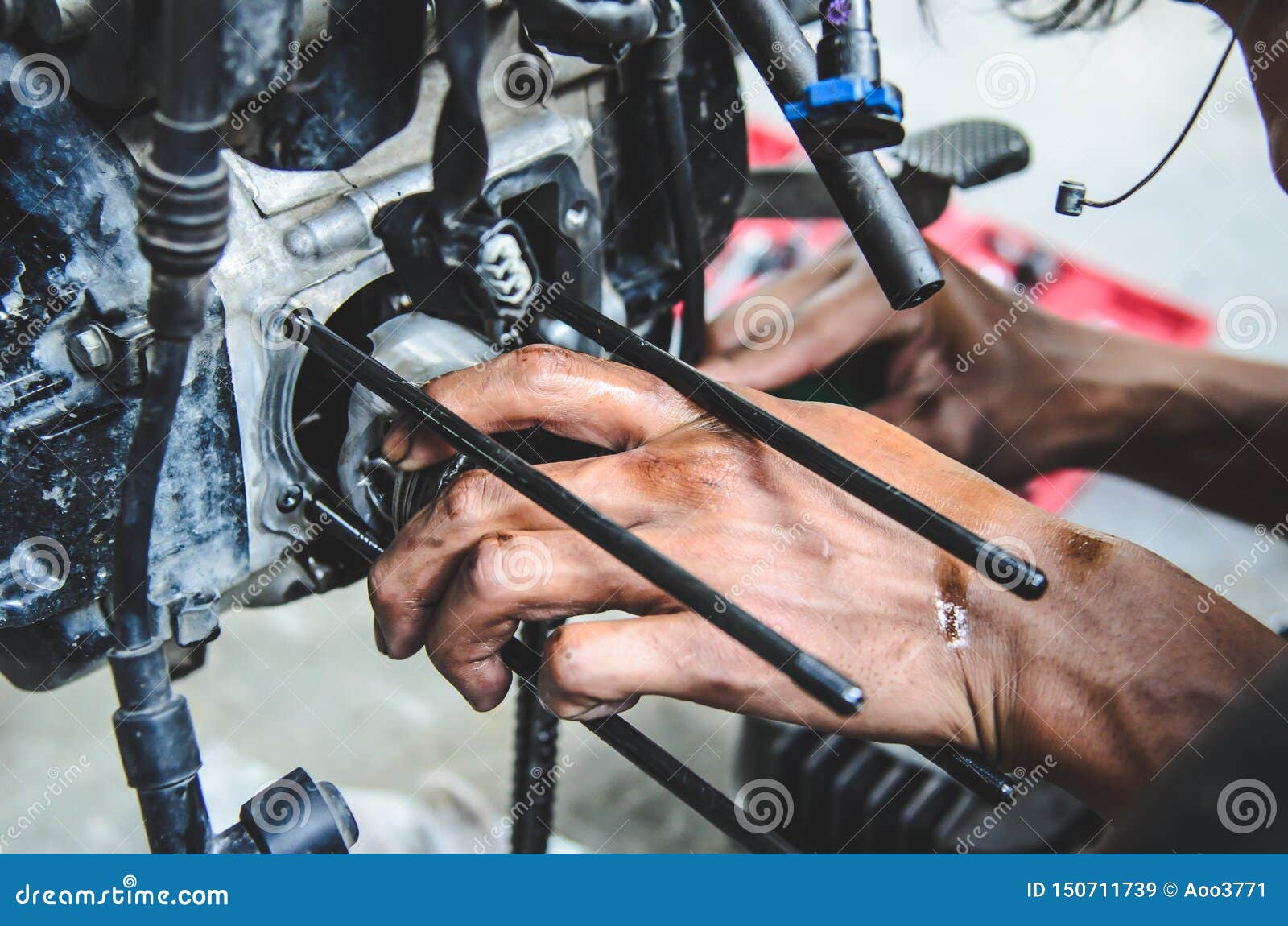 Motorcycle repair stock image. Image of mechanical, industry - 150711739