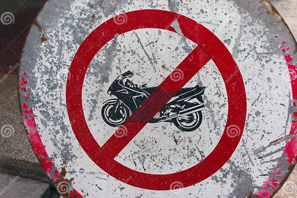 Motorcycle Restriction Sign Stock Image - Image of beaten, scratched ...