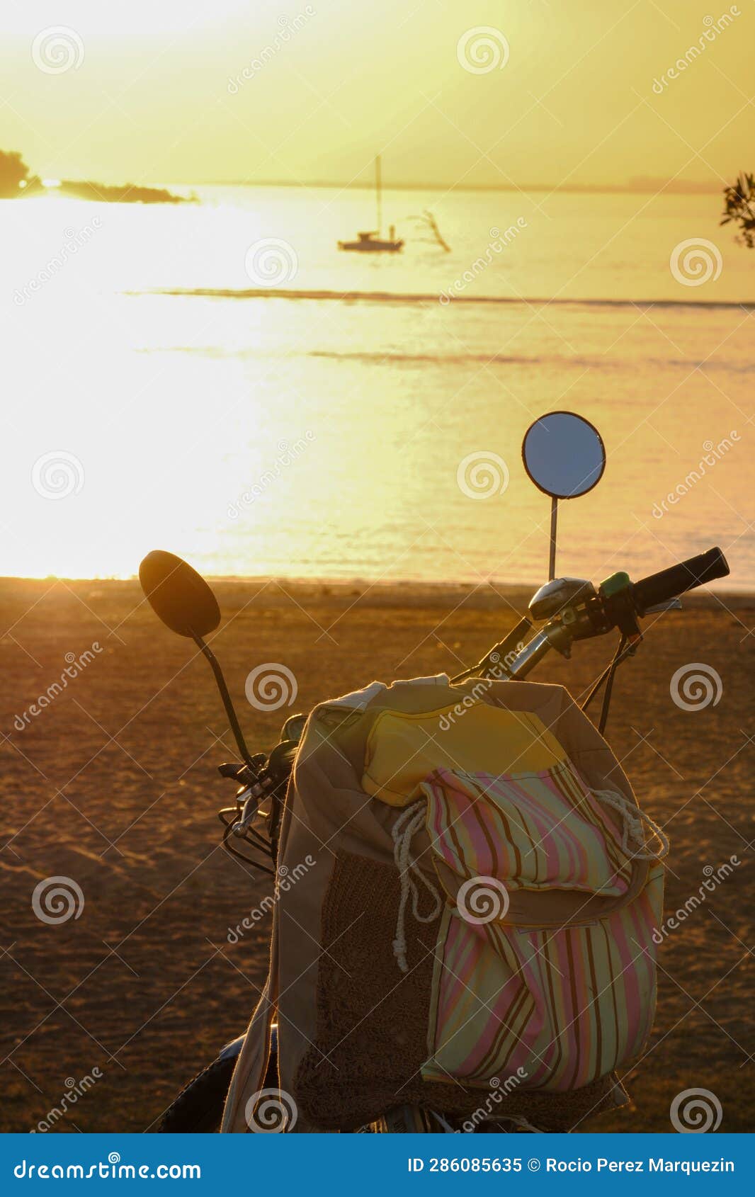 Motorcycle Ride on the Beach in Sunset Stock Image - Image of yellow ...