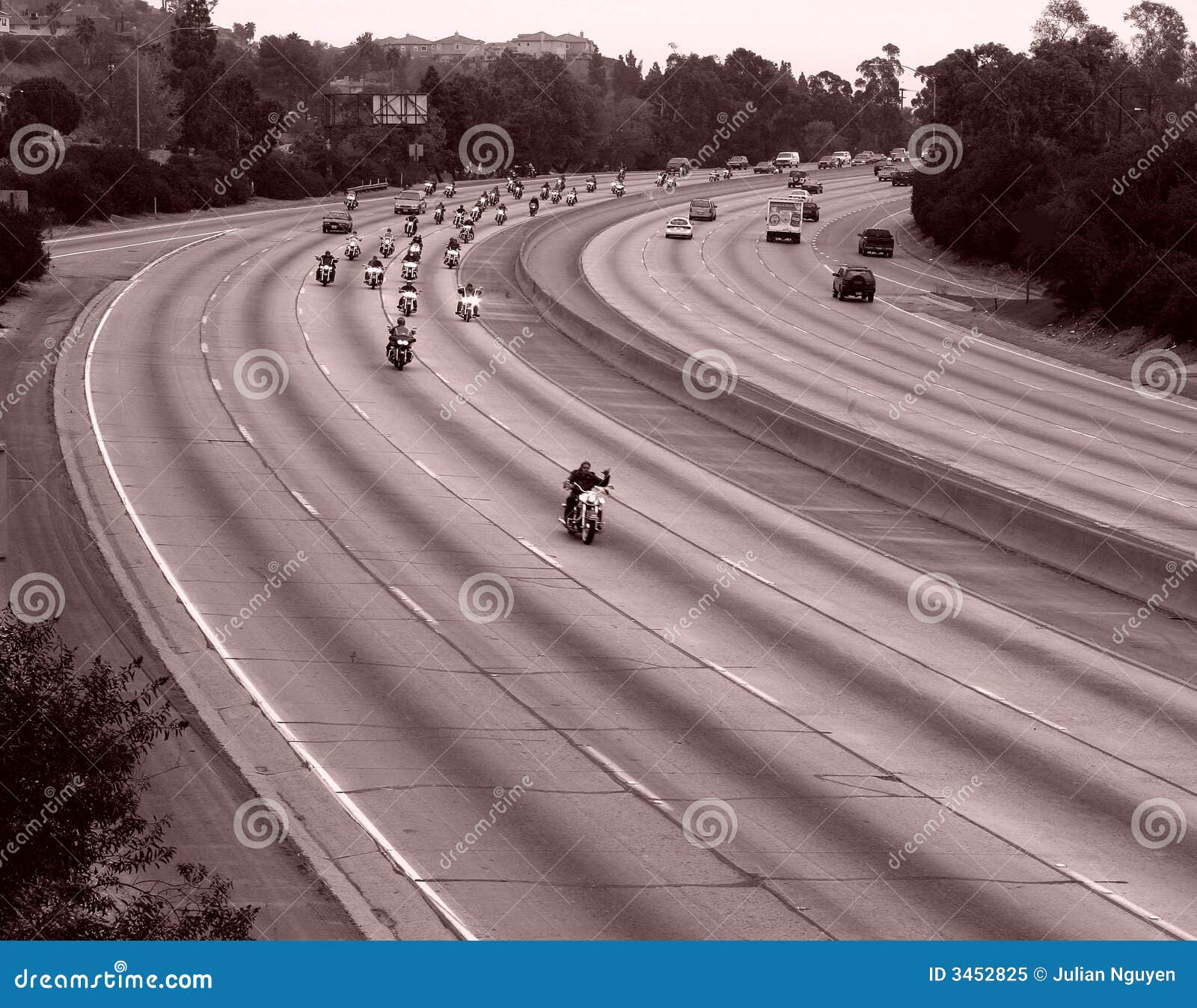 Motorcycle Ride on a Freeway Stock Image - Image of leather, patriot ...