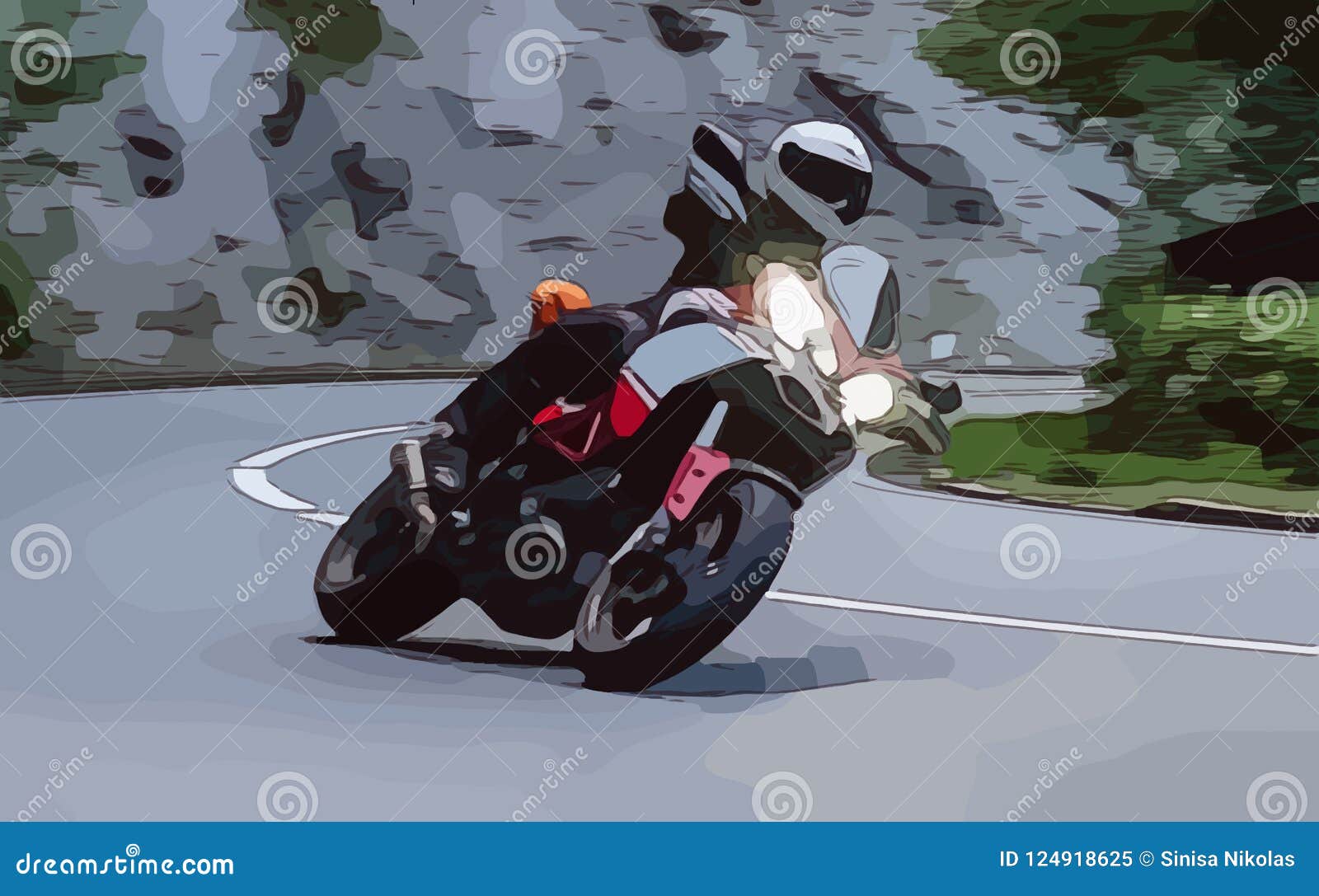 Old Motorcycle Leaning Wall, Monotone Painting, Digital Illustration ...