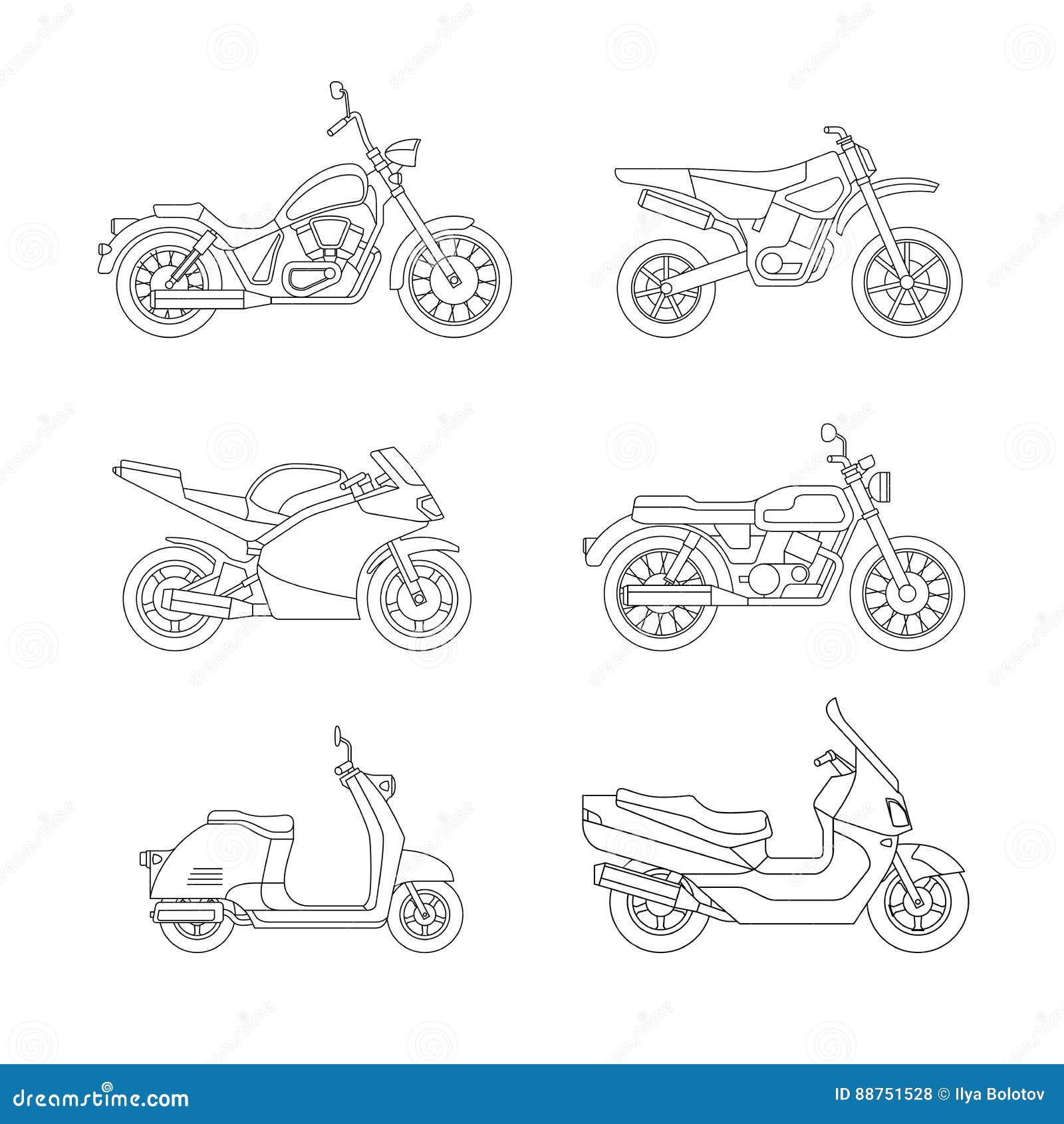 Maxi Scooter Line Drawing Vector Illustration | CartoonDealer.com #87958956