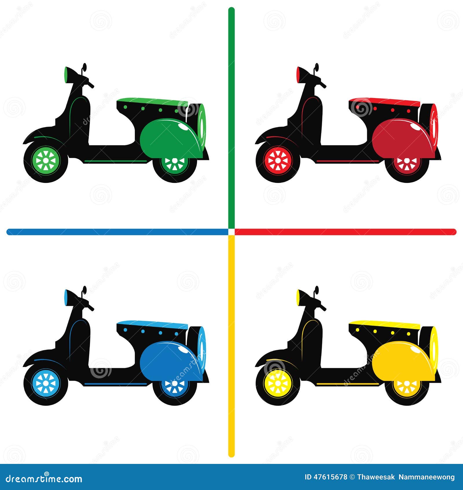Motorcycle Scooter Retro Vector and Icon Stock Vector - Illustration of ...