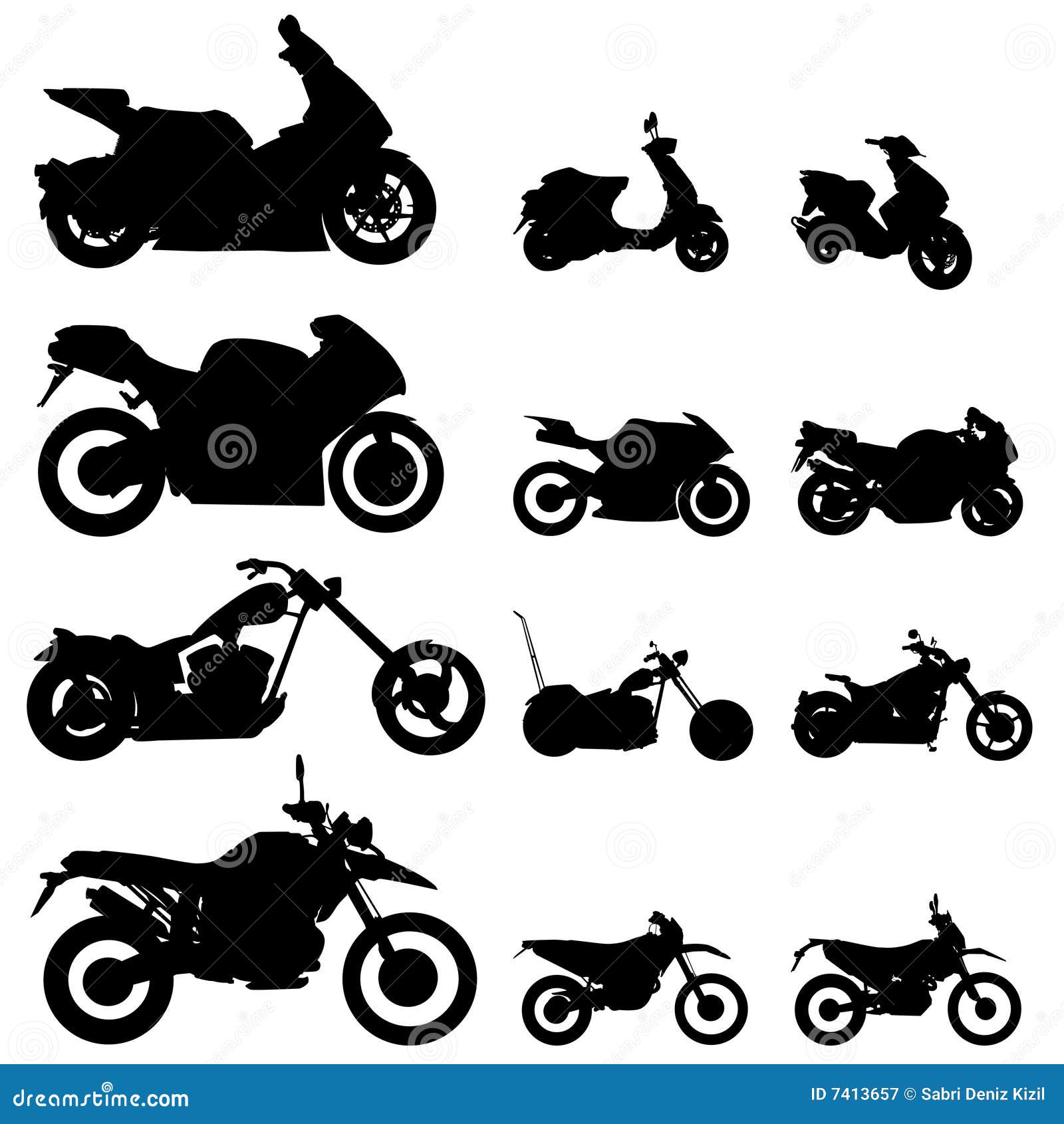 Motorcycle set vector stock vector. Illustration of engine - 7413657