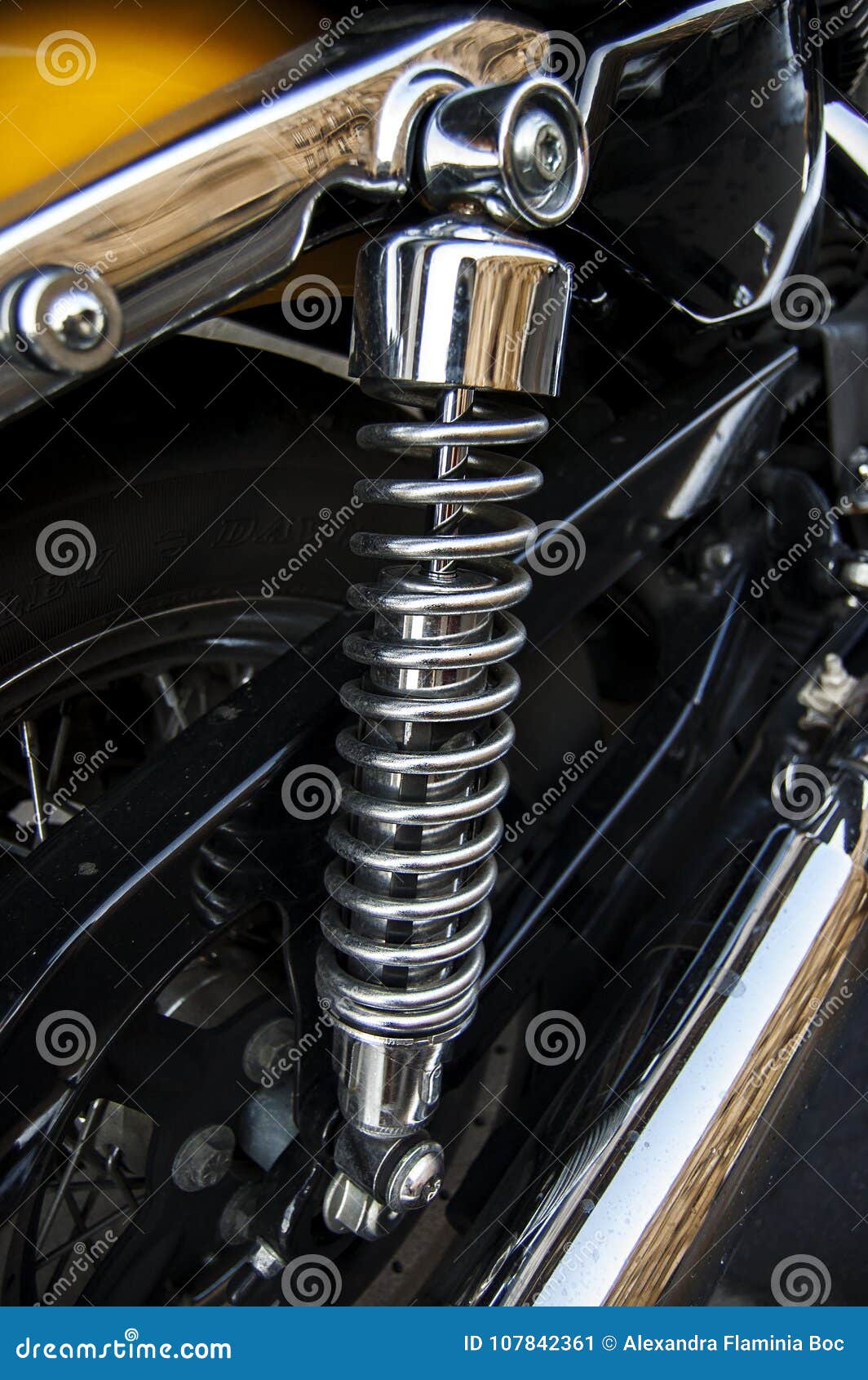 Motorcycle shock absorber stock image. Image of close - 107842361