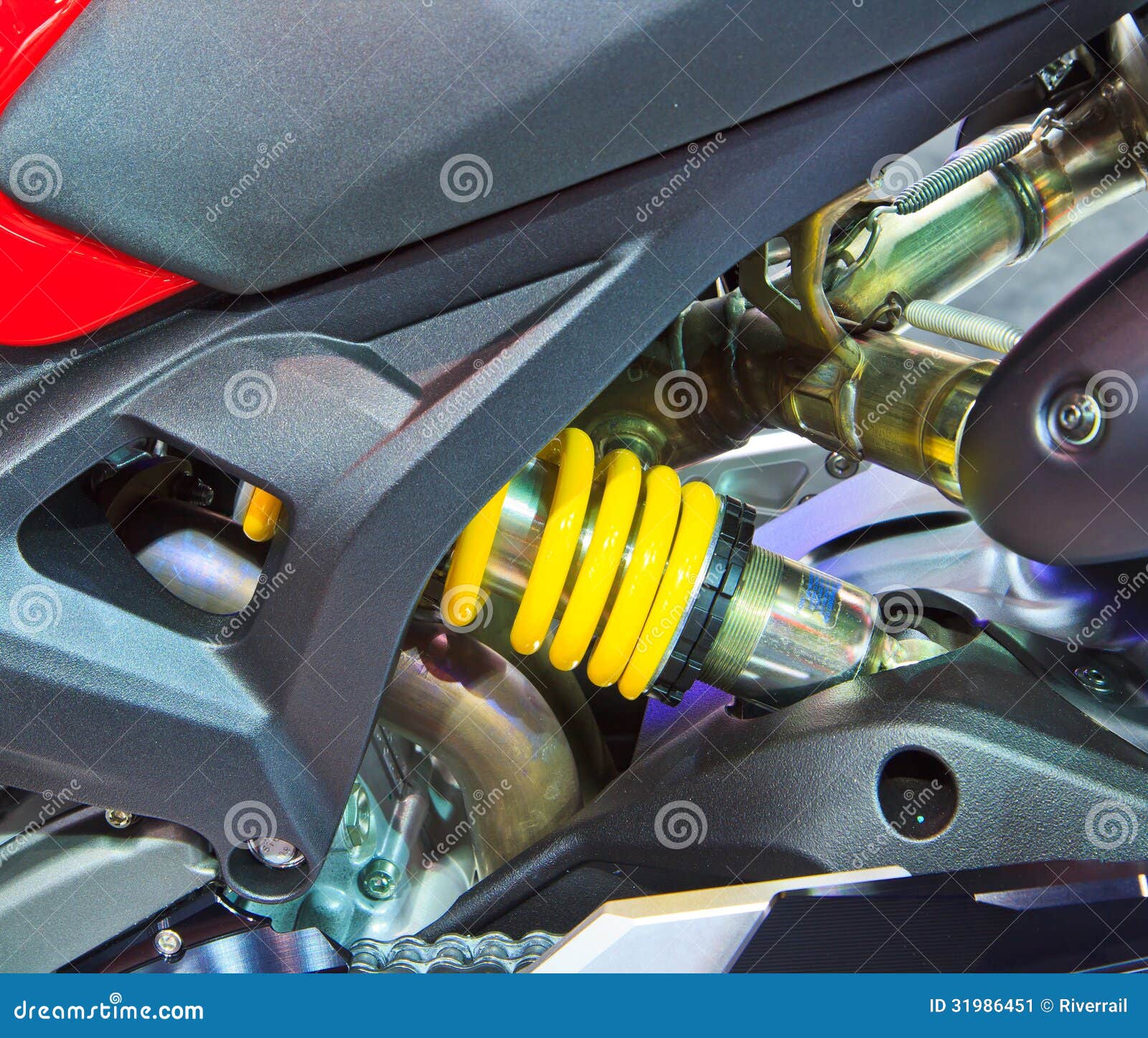 Motorcycle shock stock image. Image of mechanical, pressure - 31986451