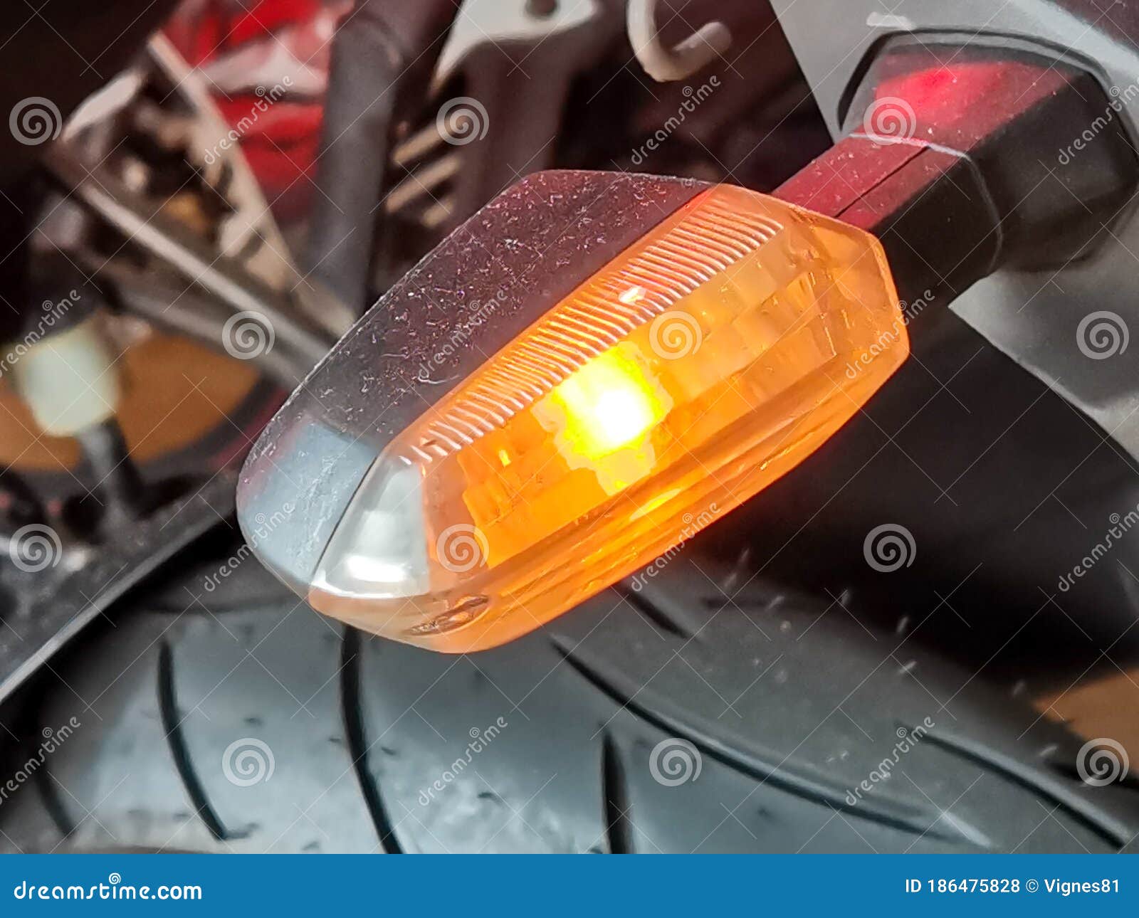 Motorcycle signal lamp stock photo. Image of light, turning - 186475828