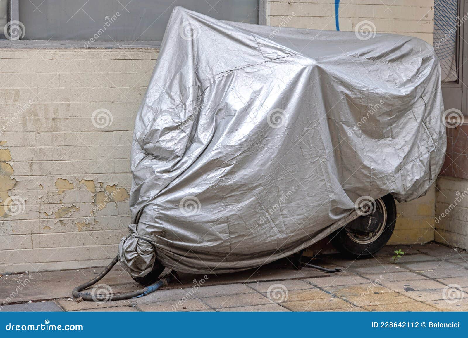 Motorcycle Silver Cover stock photo. Image of transport - 228642112