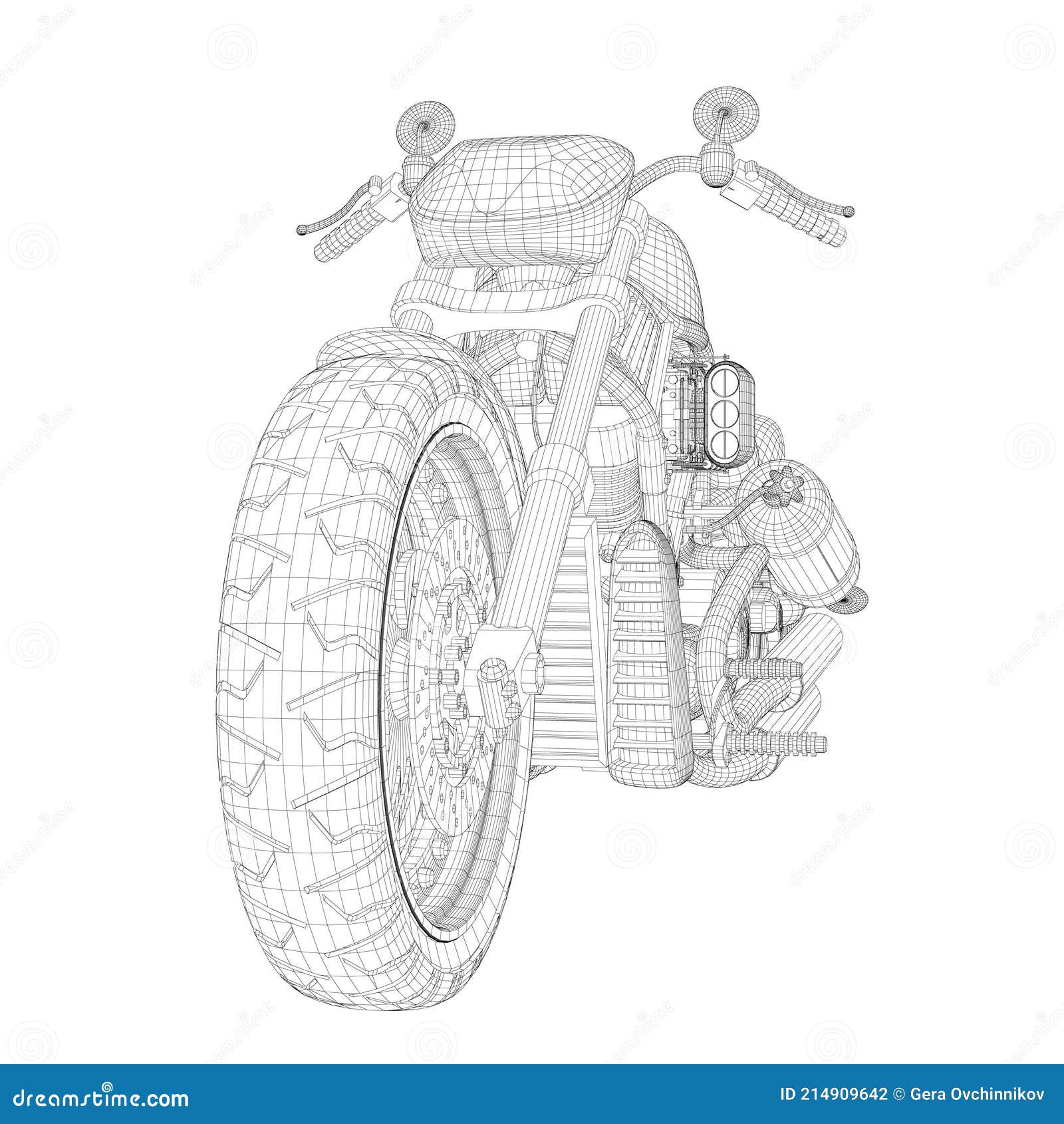 Motorcycle Skeleton From Black Lines Isolated On White Background ...