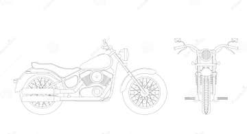 Motorcycle Sketch Vector Set, Front, Side View. Chopper Stock ...