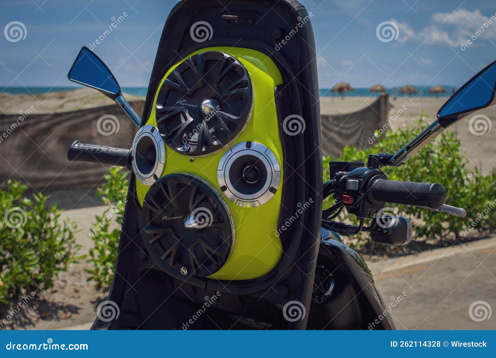 Motorcycle with a Sound System Outdoors Stock Photo - Image of vehicle ...