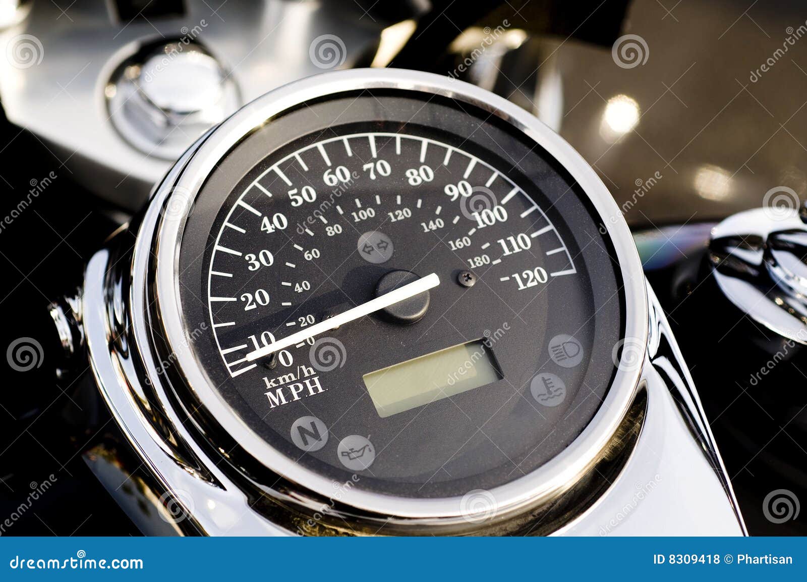 Motorcycle speedometer stock photo. Image of chrome, glass - 8309418