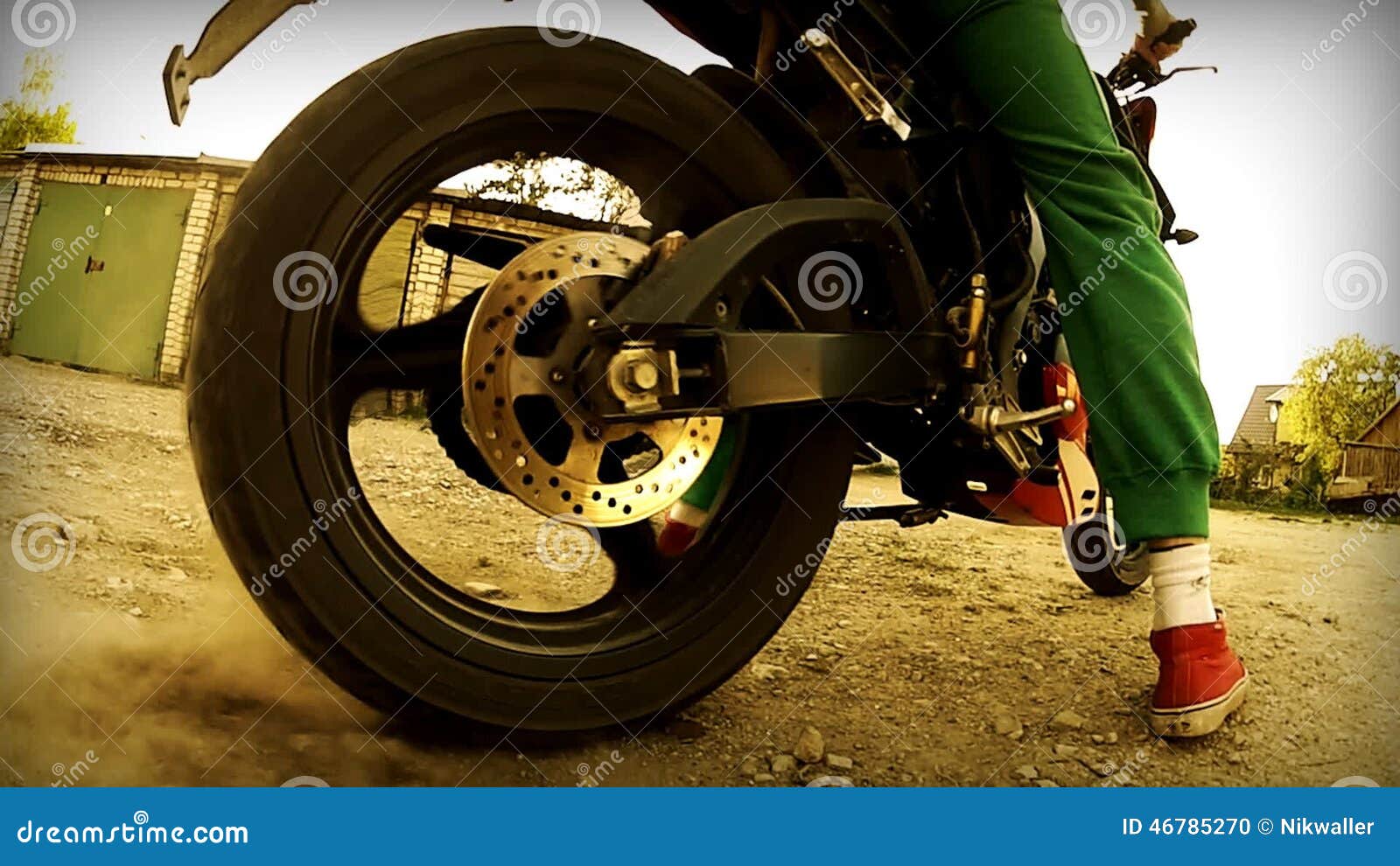 Motorcycle Spinning Wheel, Close Up Slow Motion Stock Footage - Video ...