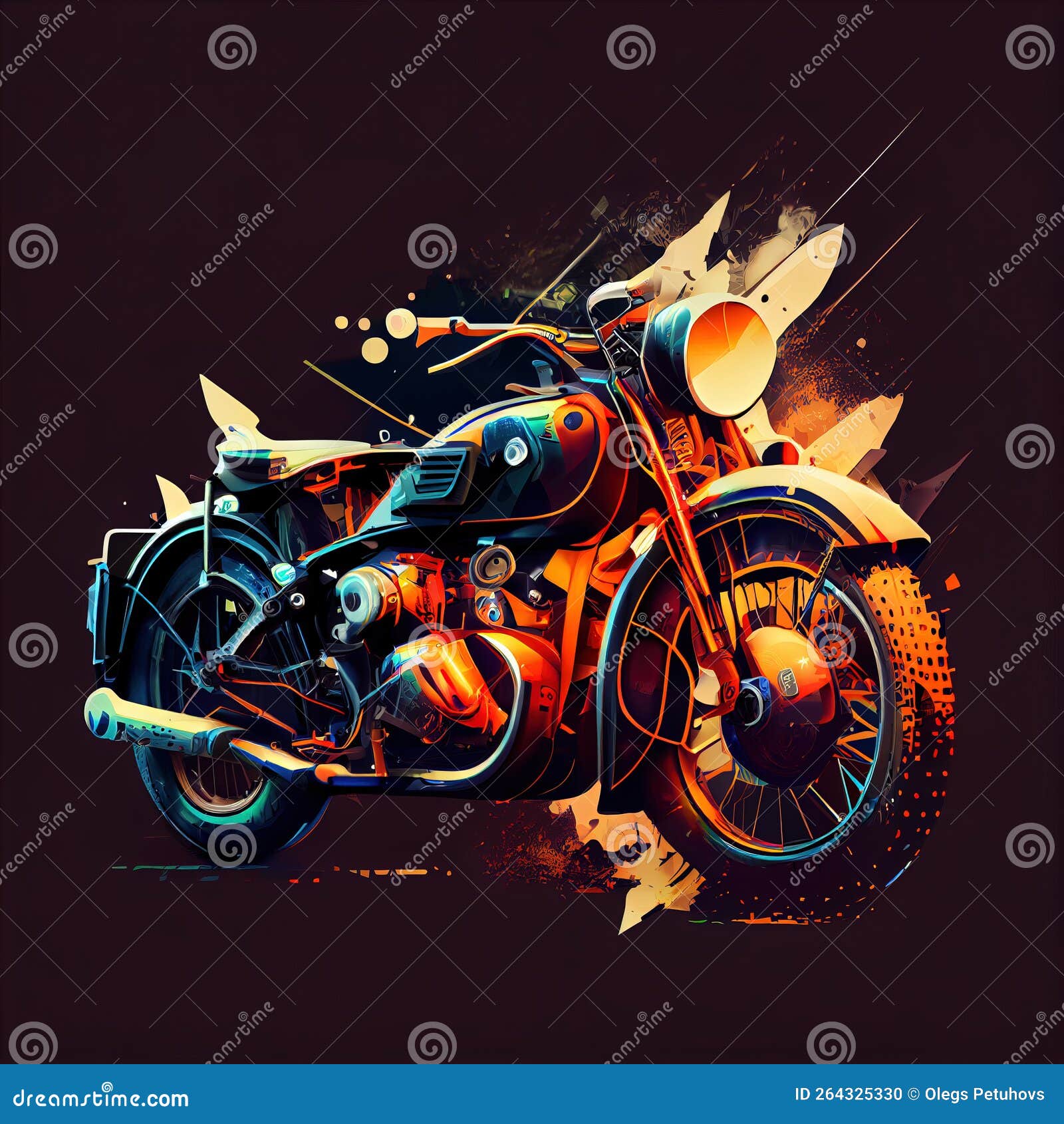 A Motorcycle with a Splash of Paint on it S Side and a Black Background ...