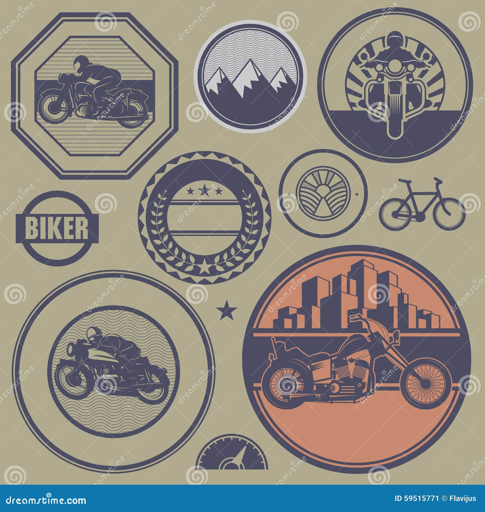 Motorcycle Stamp or Label Set Stock Vector - Illustration of cycle ...