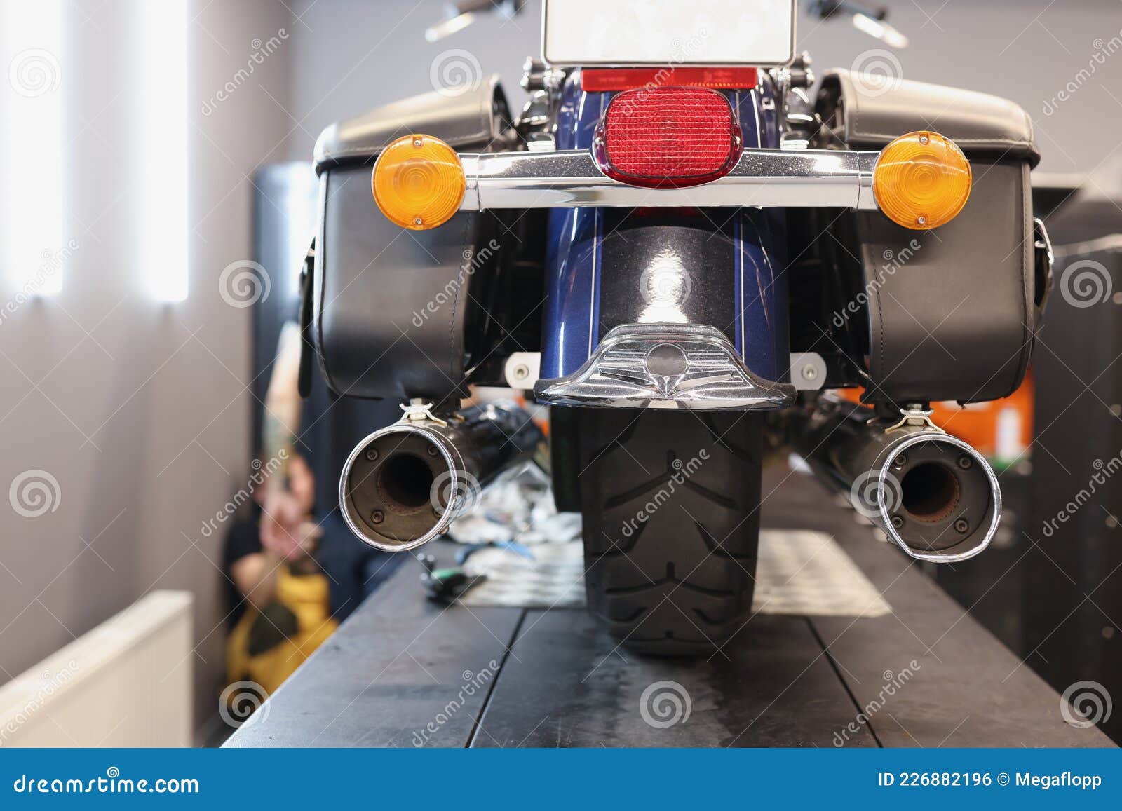 Motorcycle Stands on Repair Stand for Diagnostics in Repair Shop Stock ...
