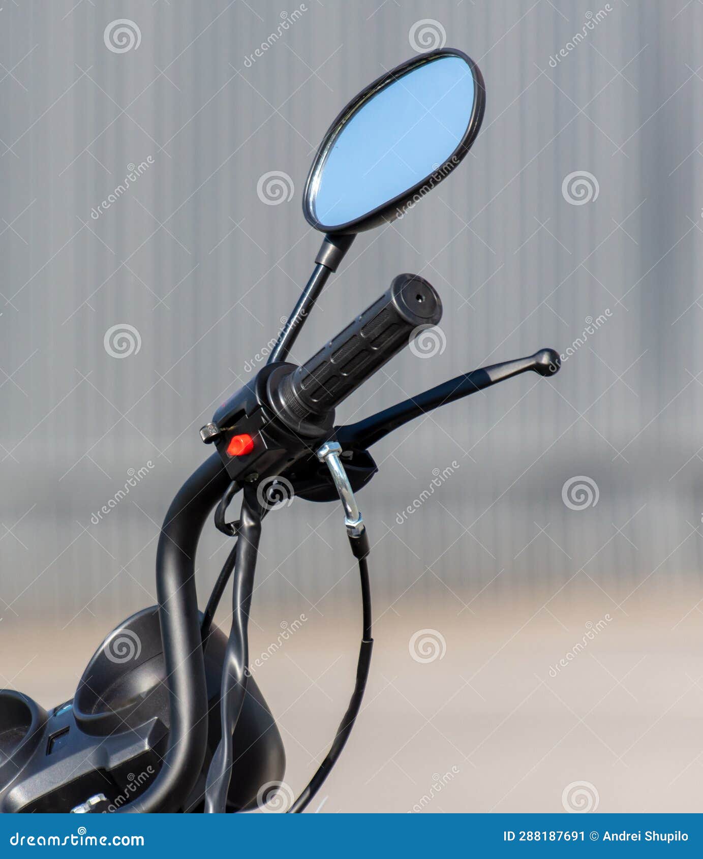 Motorcycle Steering Wheel Mirror. Close-up Stock Image - Image of ...