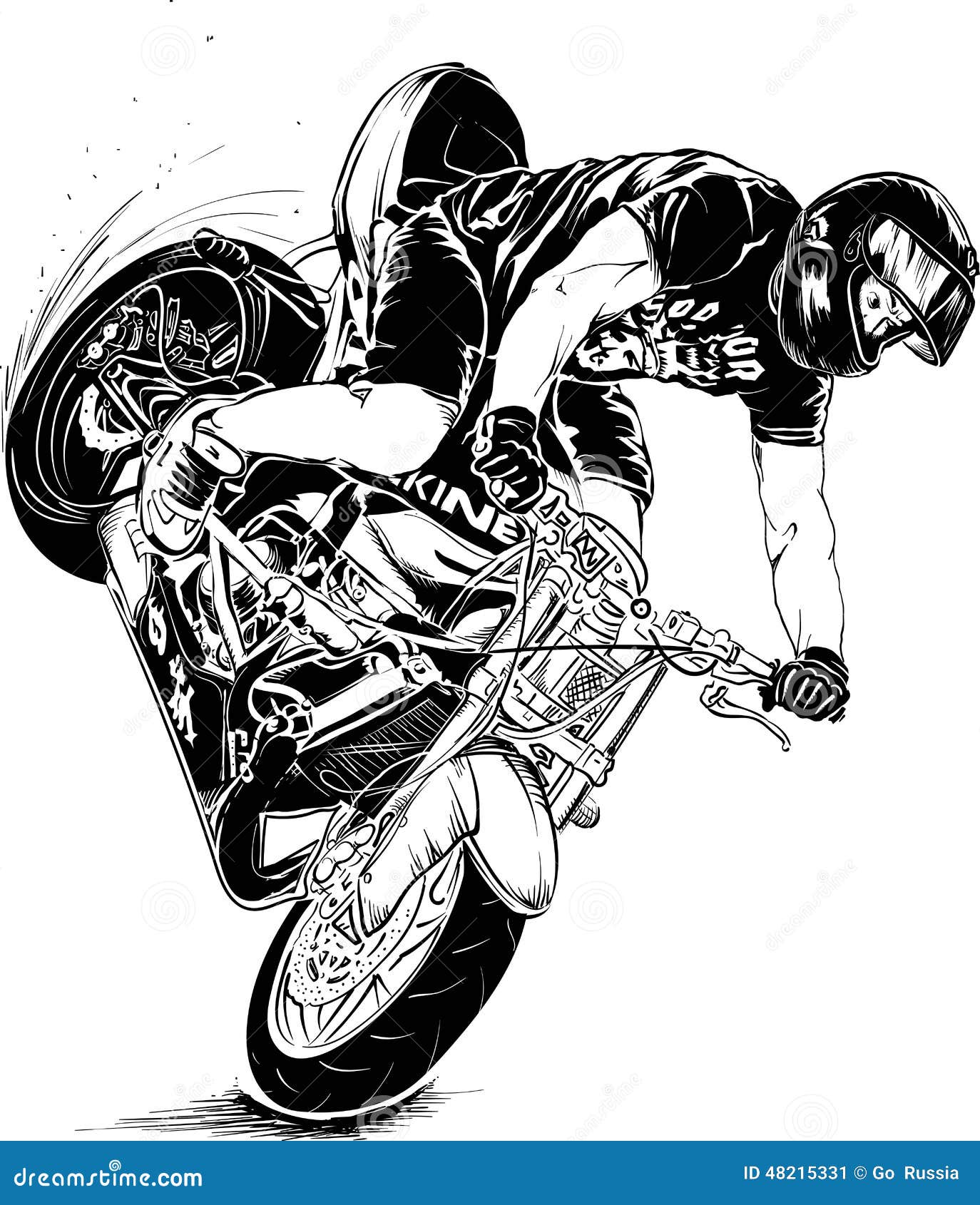 Motorcycle Stunt Riding. Moto Rider Making A Stunt On His Motorbike ...