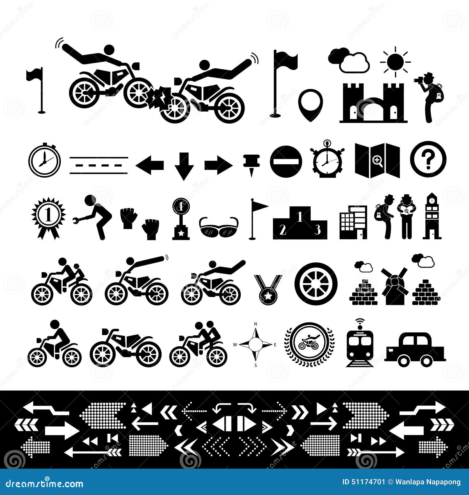 Motorcycle symbol set stock vector. Illustration of icon - 51174701