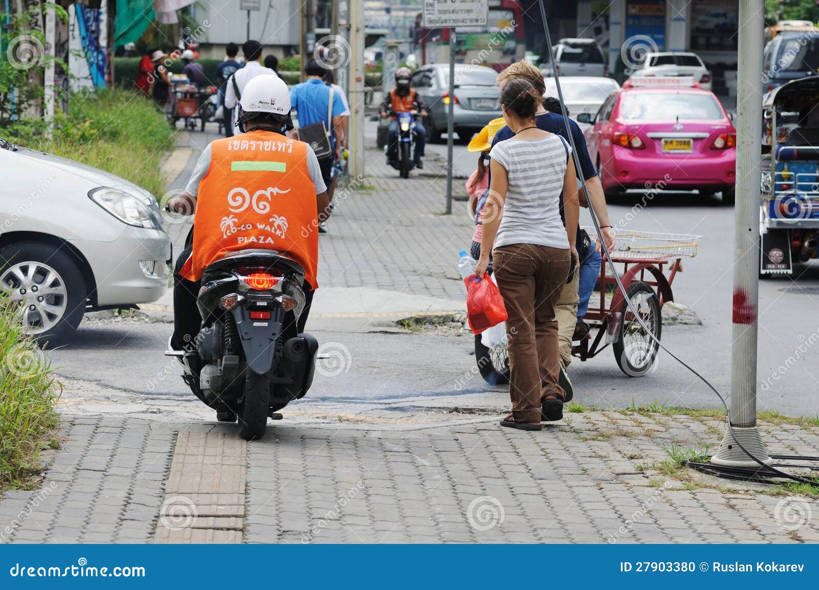 Motorcycle Taxi in Bangkok. Editorial Image - Image of mototaxi, people ...