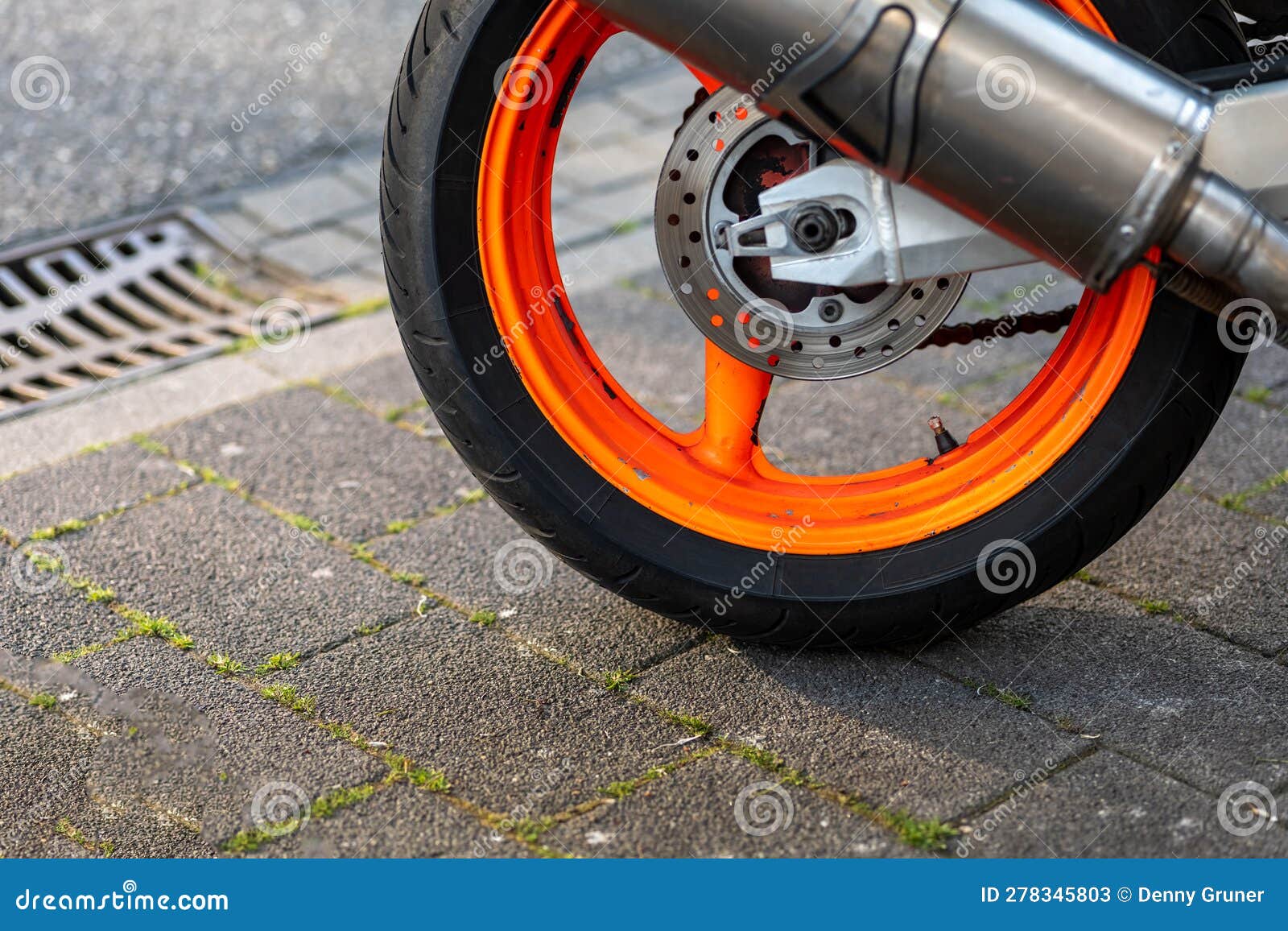 Motorcycle Tire with Orange Rims Stock Image - Image of circle, disc ...
