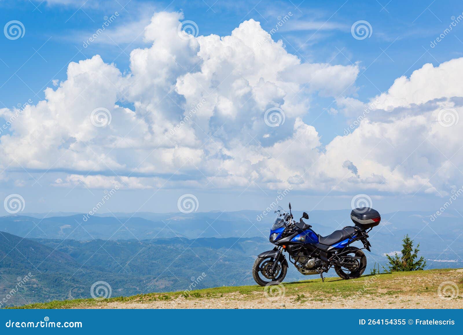 Motorcycle on Top of the Mountain Landscape Stock Image - Image of ...