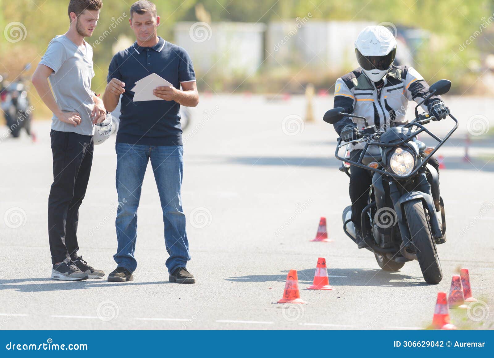 Motorcycle Training Course in Progress Stock Photo - Image of training ...