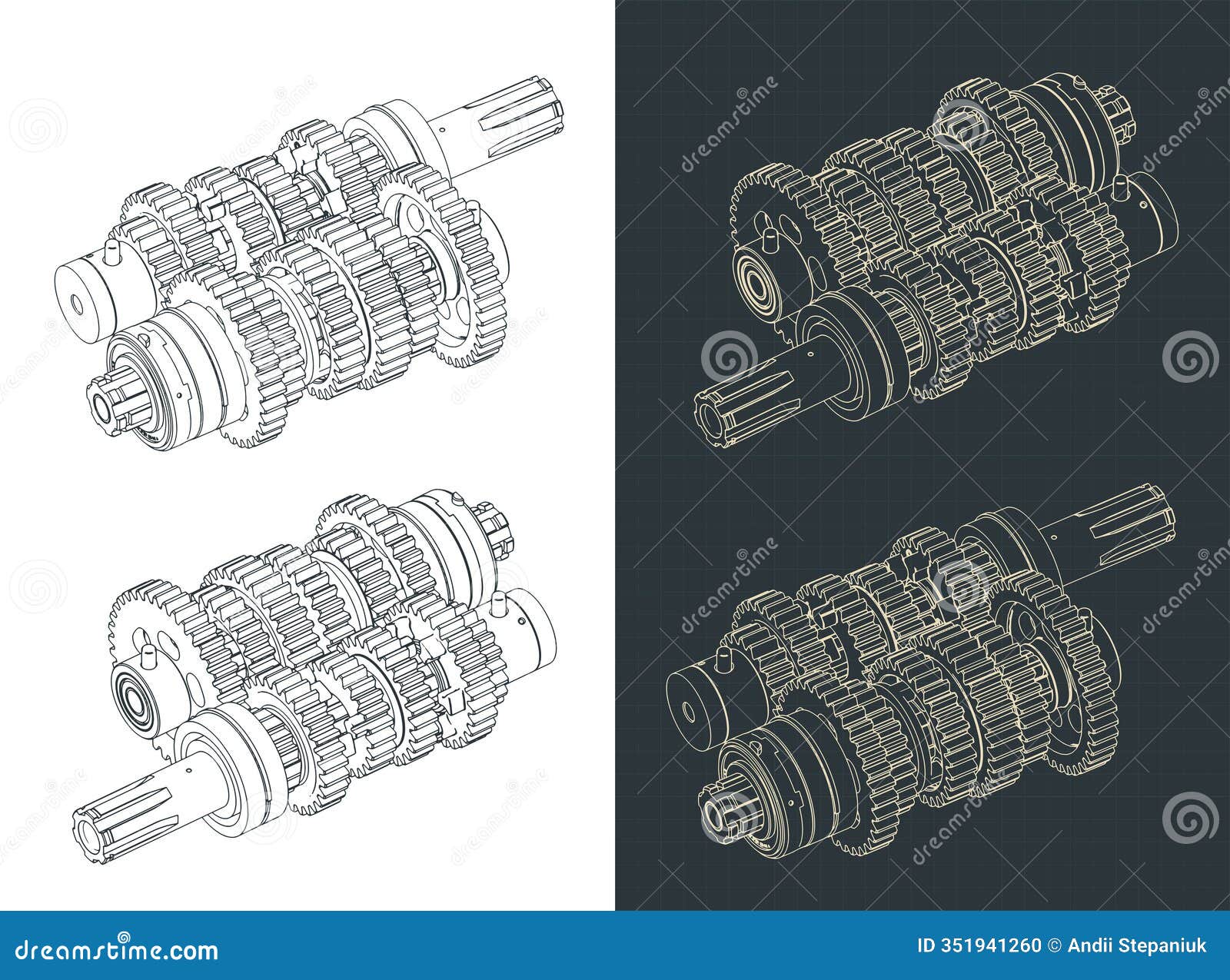 Gearbox Blueprints Illustration Cartoon Vector | CartoonDealer.com ...
