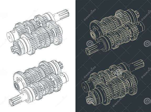 Motorcycle Transmission Blueprints Stock Illustration - Illustration of ...