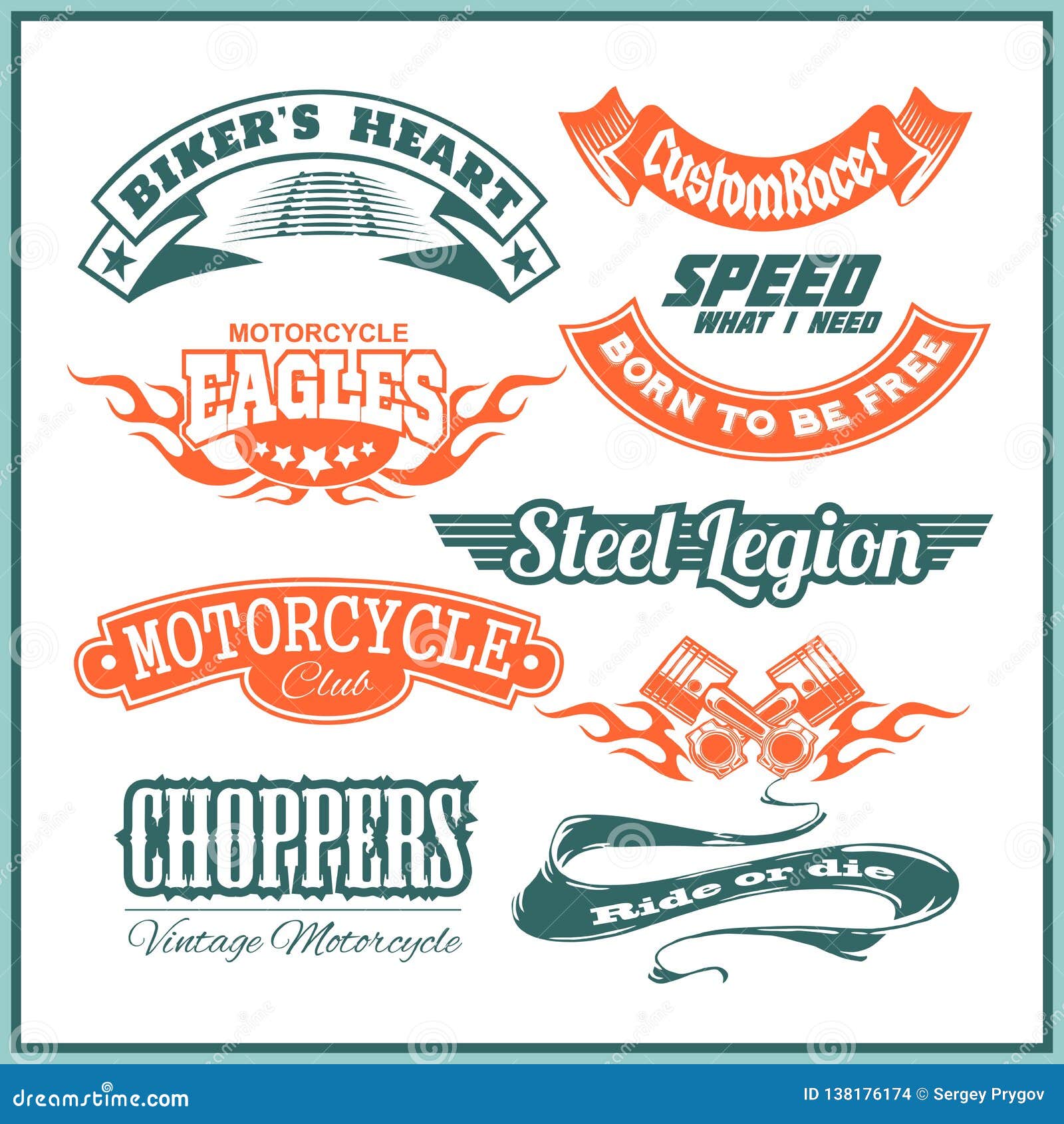 Motorcycle Vector Set with Vintage Custom Logos, Badges, Design ...
