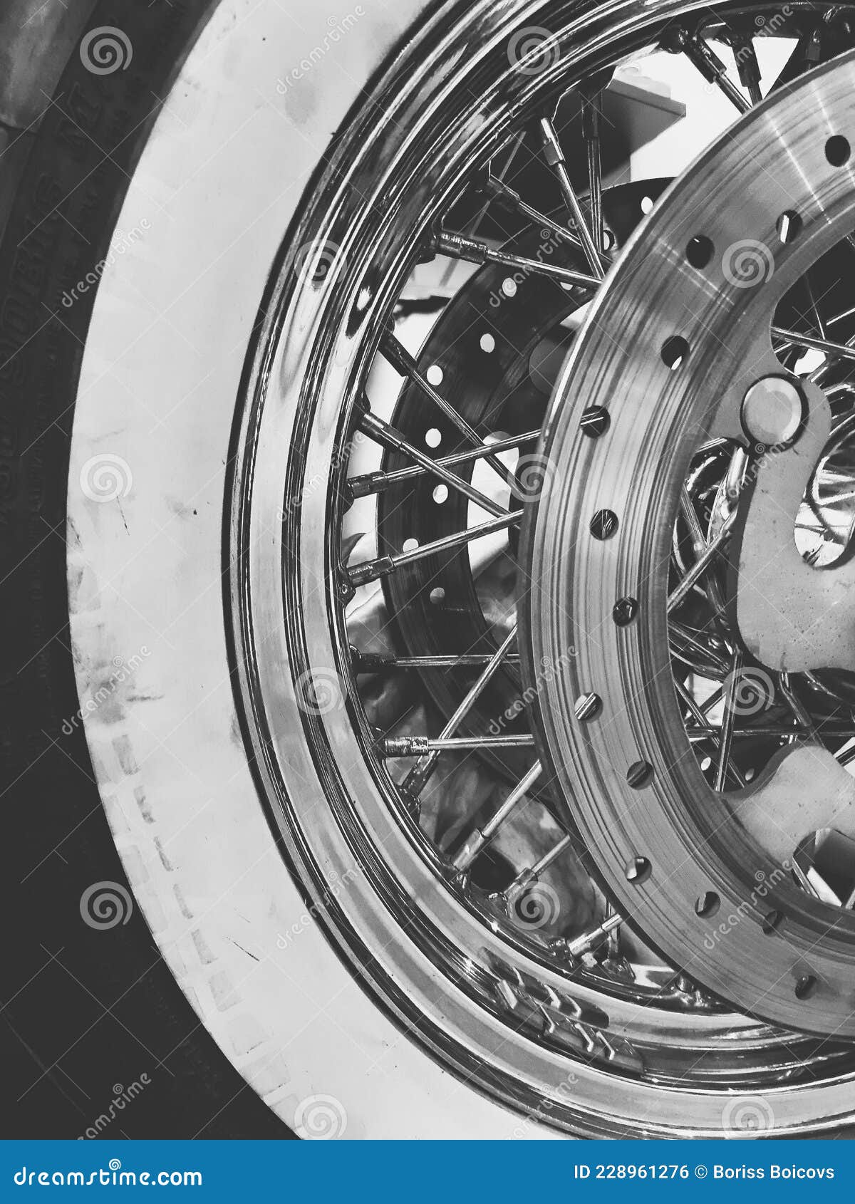 Black and White Motorcycle Wheel Stock Photo - Image of white, tire ...
