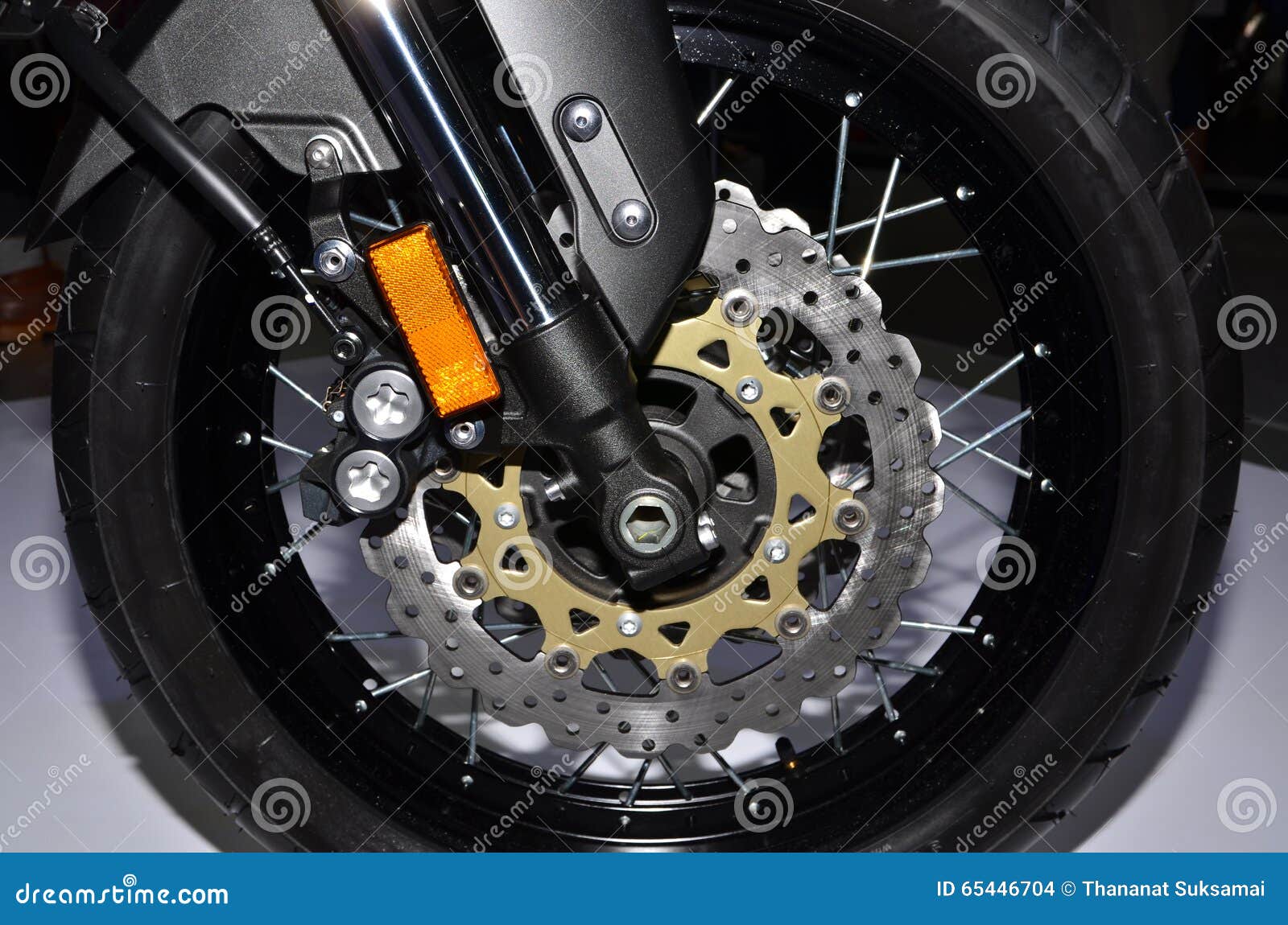 Motorcycle Wheel with Disc Brake. Stock Photo - Image of brakes, rubber ...