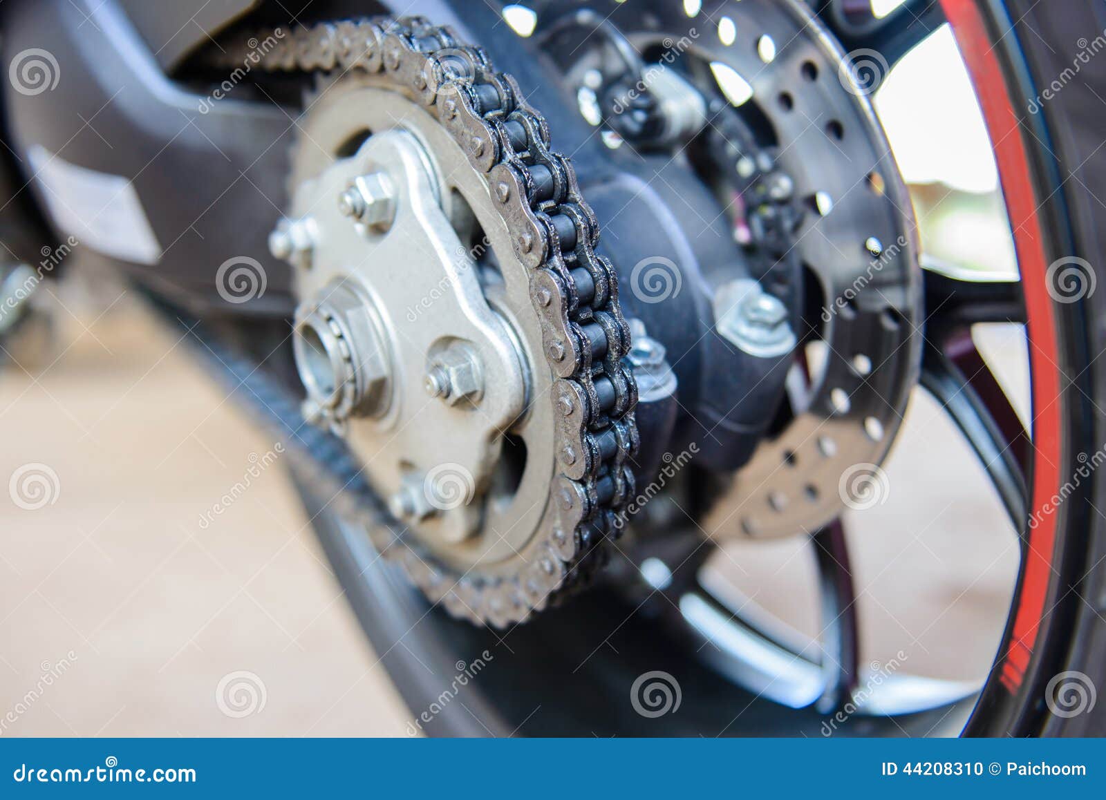 Motorcycle Wheel and Drive-chain and Brake Stock Photo - Image of metal ...