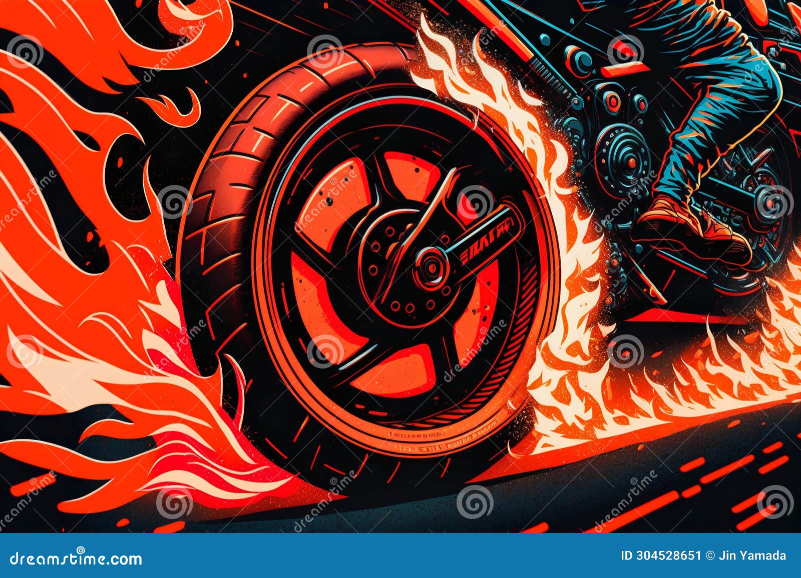 Motorcycle Wheel on Fire Background. Motorcycle Wheel on Fire ...