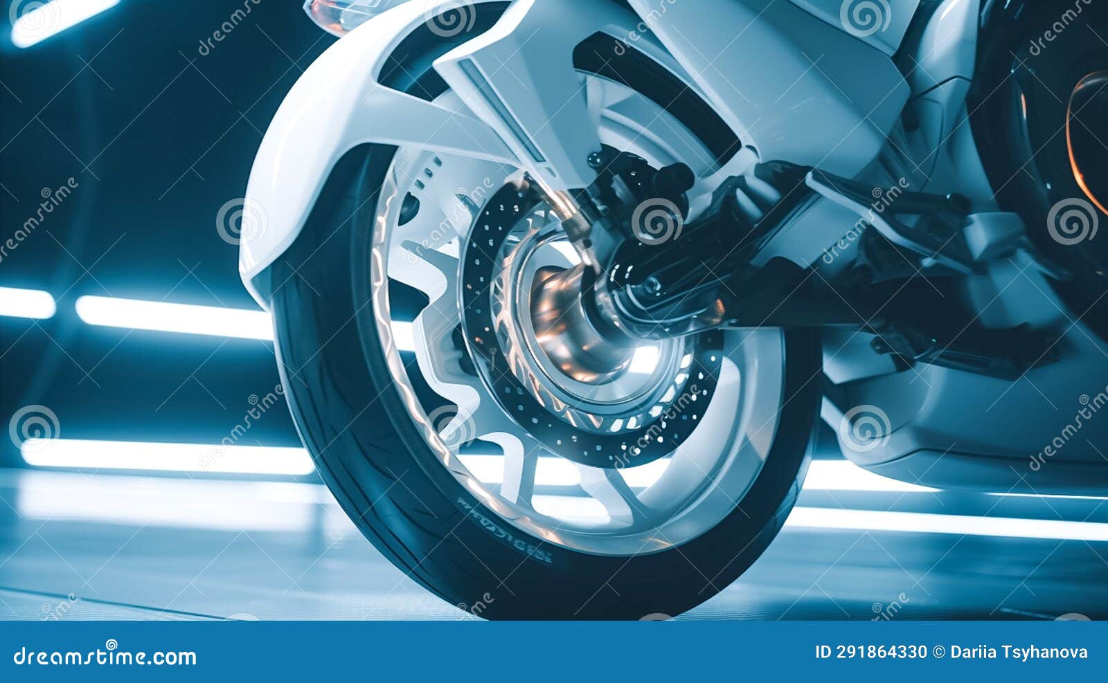 Motorcycle Wheel Rim in Motion with White Spokes. Stock Illustration ...