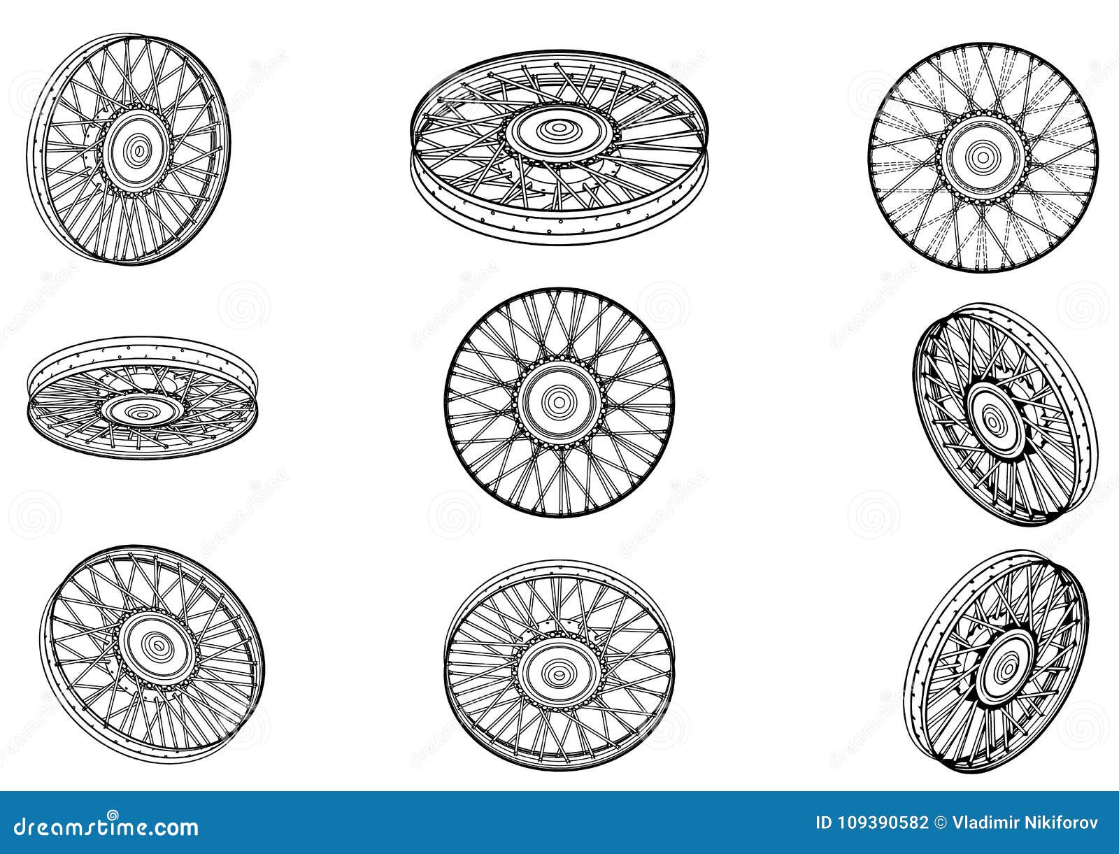 Motorcycle Wheels on a White Stock Vector - Illustration of auto, black ...