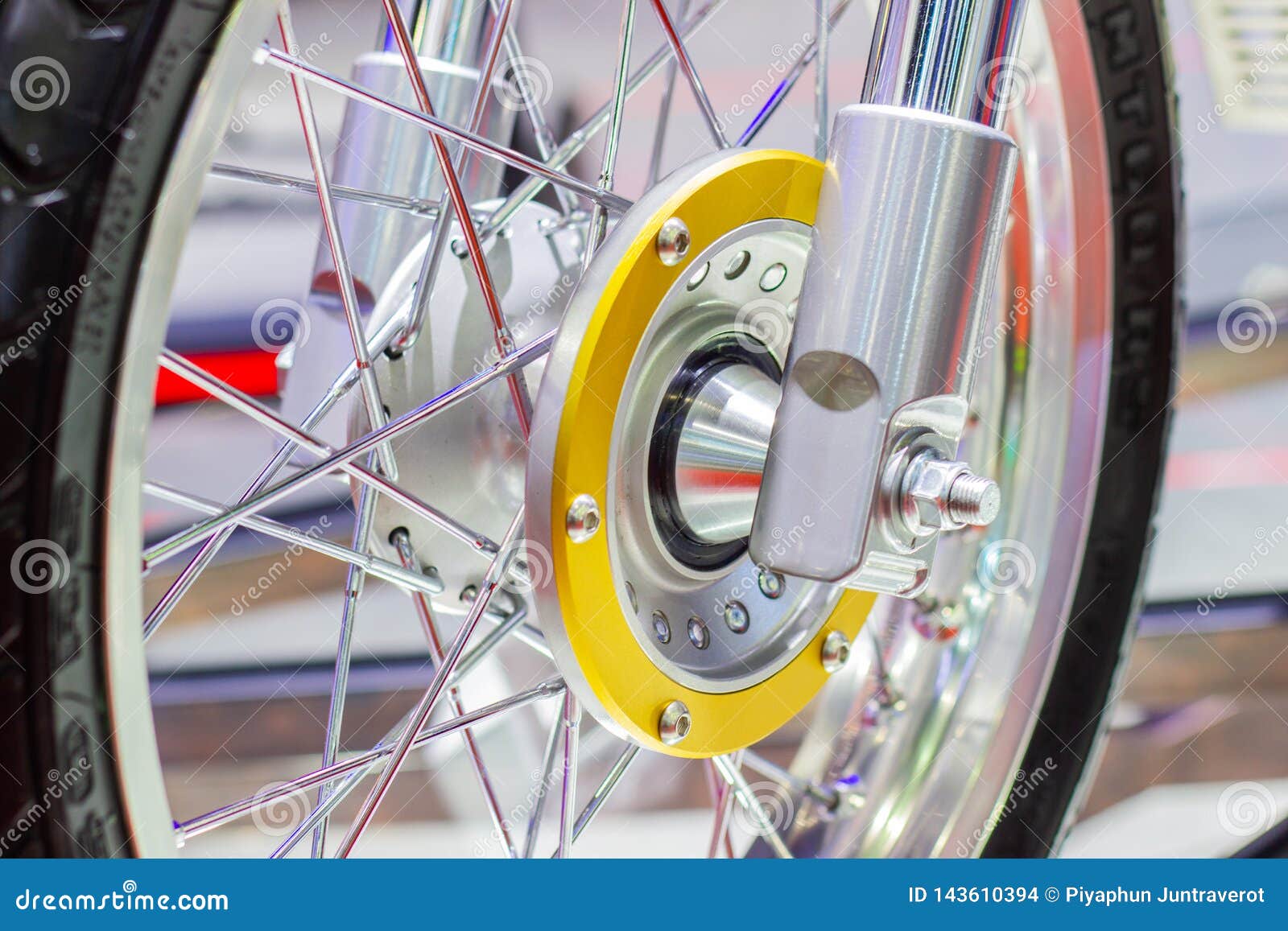 Motorcycle Wheels, Wire Spokes of a Motorcycle Stock Photo - Image of ...