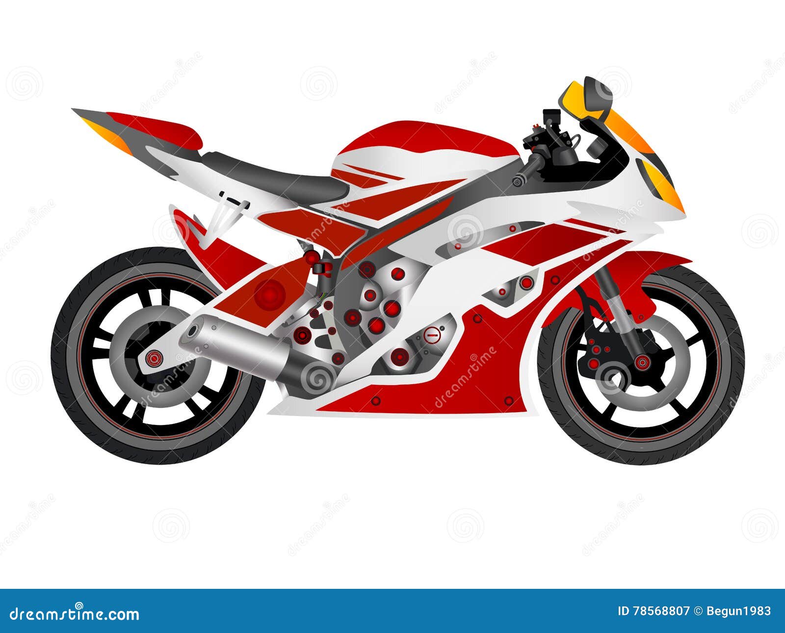 Motorcycle in on White Background Stock Vector - Illustration of ...