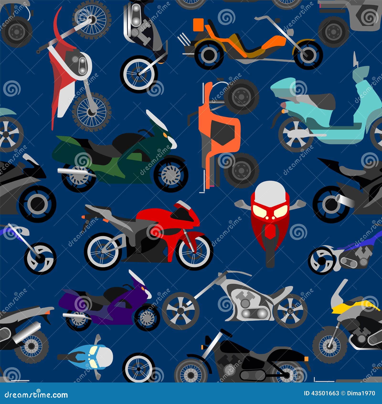 Motorcycles Background, Seamless Stock Vector - Illustration of ...