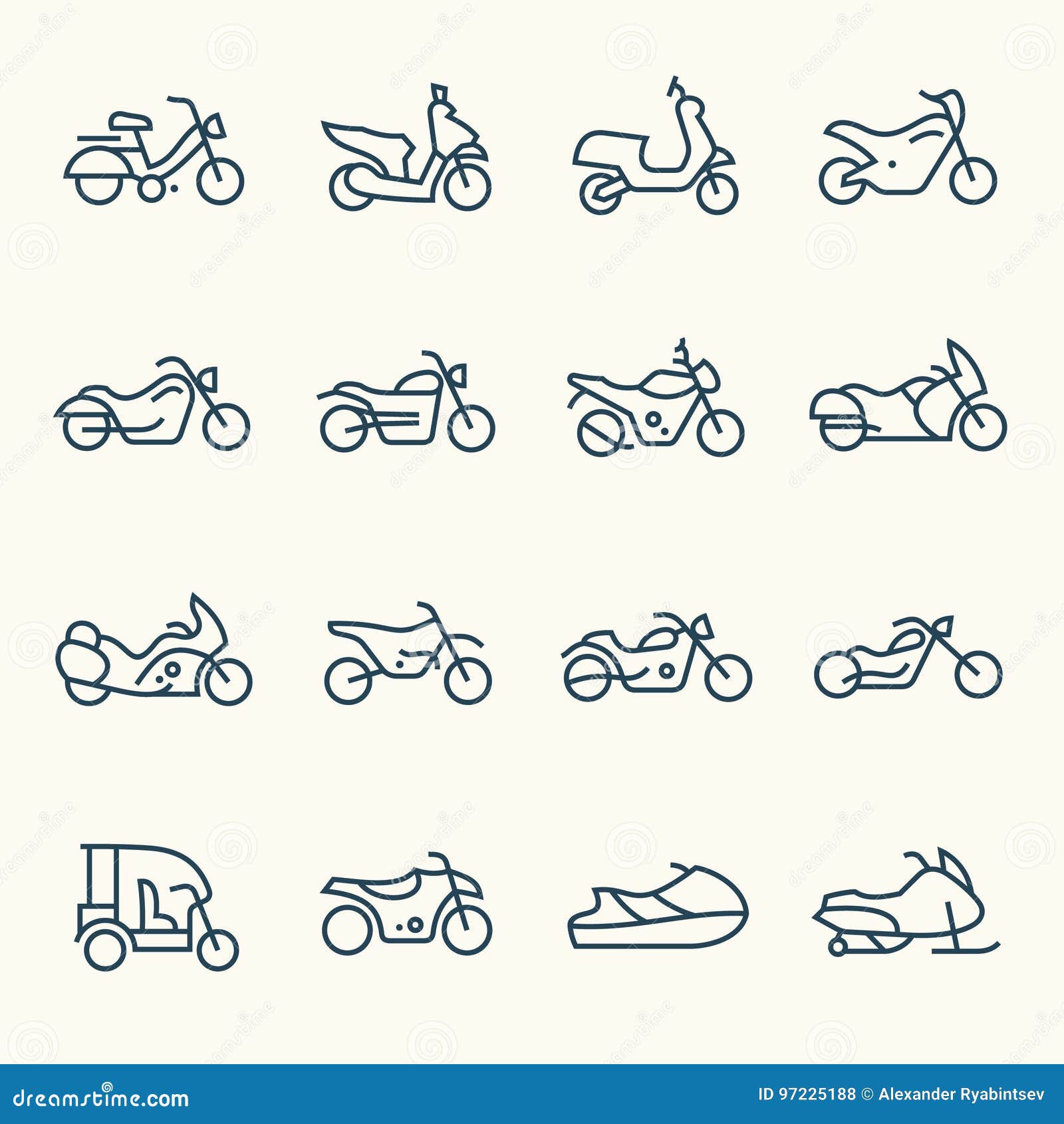 Motorcycles icons stock vector. Illustration of motorcycles - 97225188