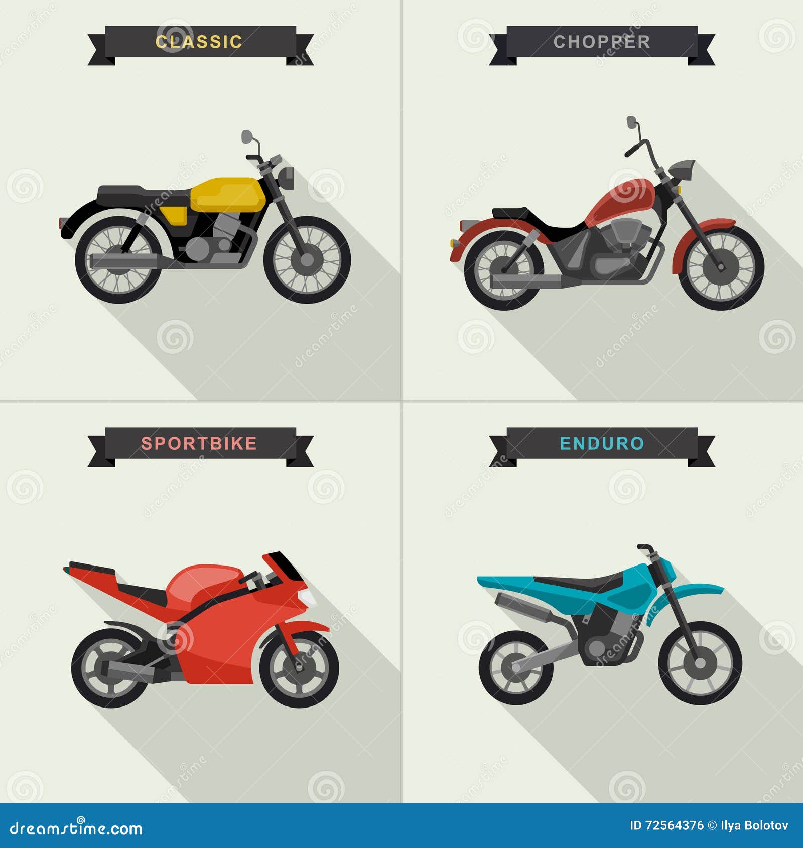 Vector Motorcycles Advertising Posters Set. Hand Sketched Illustrations ...