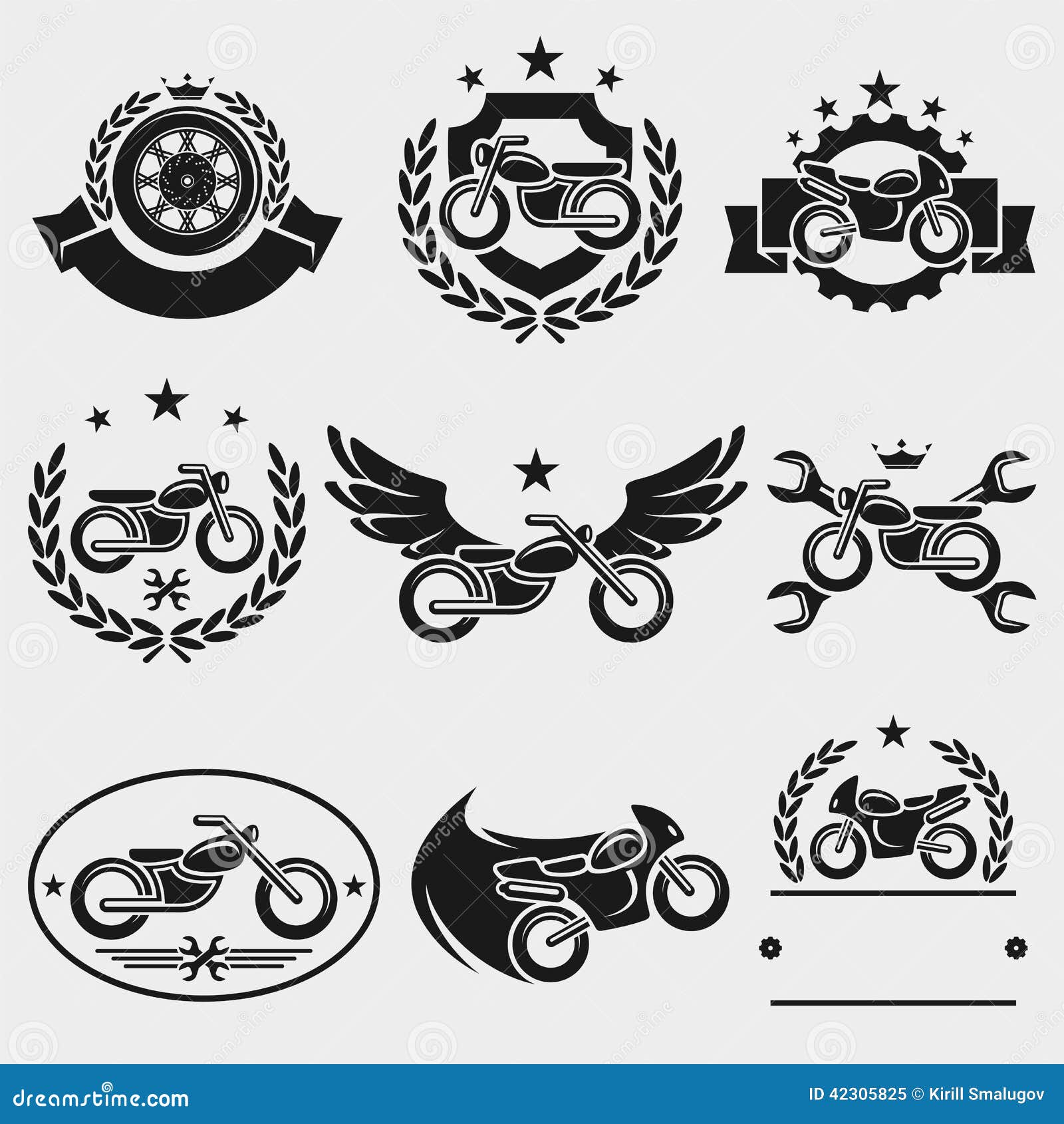 Motorcycles Labels and Icons Set. Vector Stock Vector - Illustration of ...