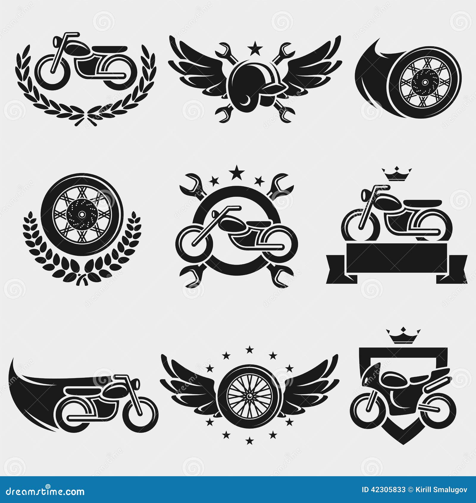 Motorcycles Labels and Icons Set. Vector Stock Vector - Illustration of ...