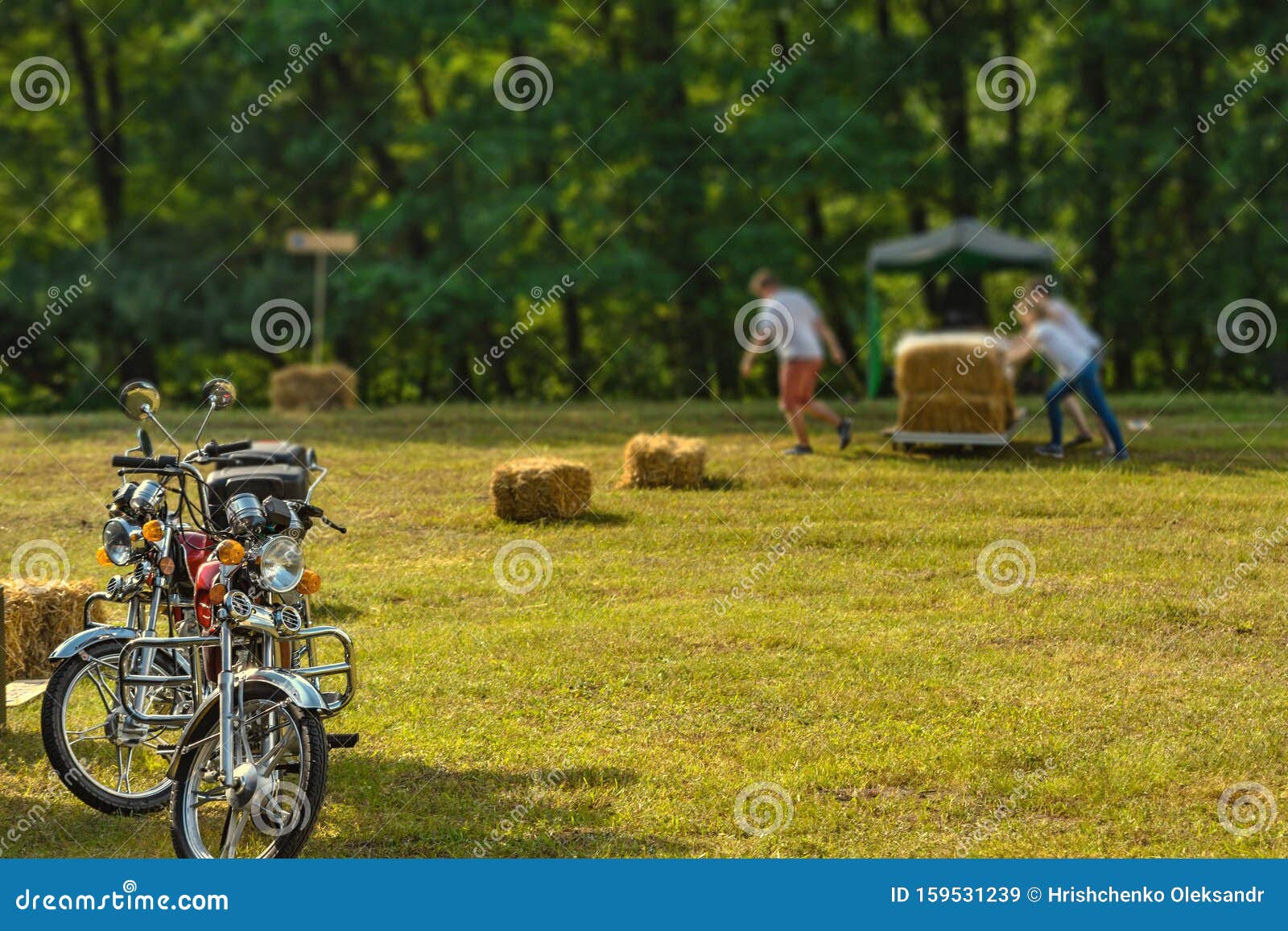 Motorcycles Parked in the Field Stock Image - Image of outdoor ...