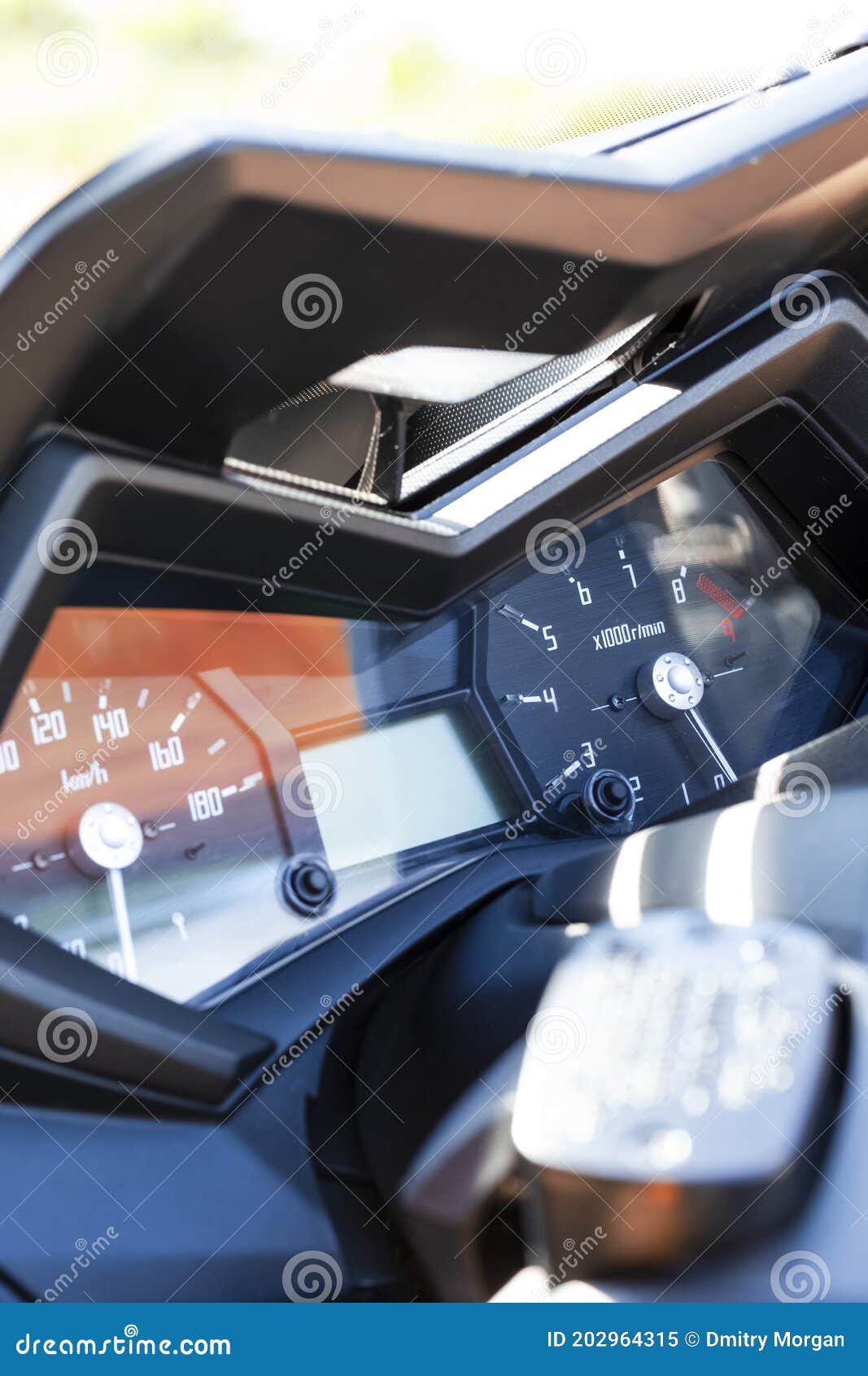 Motorcycling Concept. Modern Motorcycle Dashboard Panel with Two Gauges ...