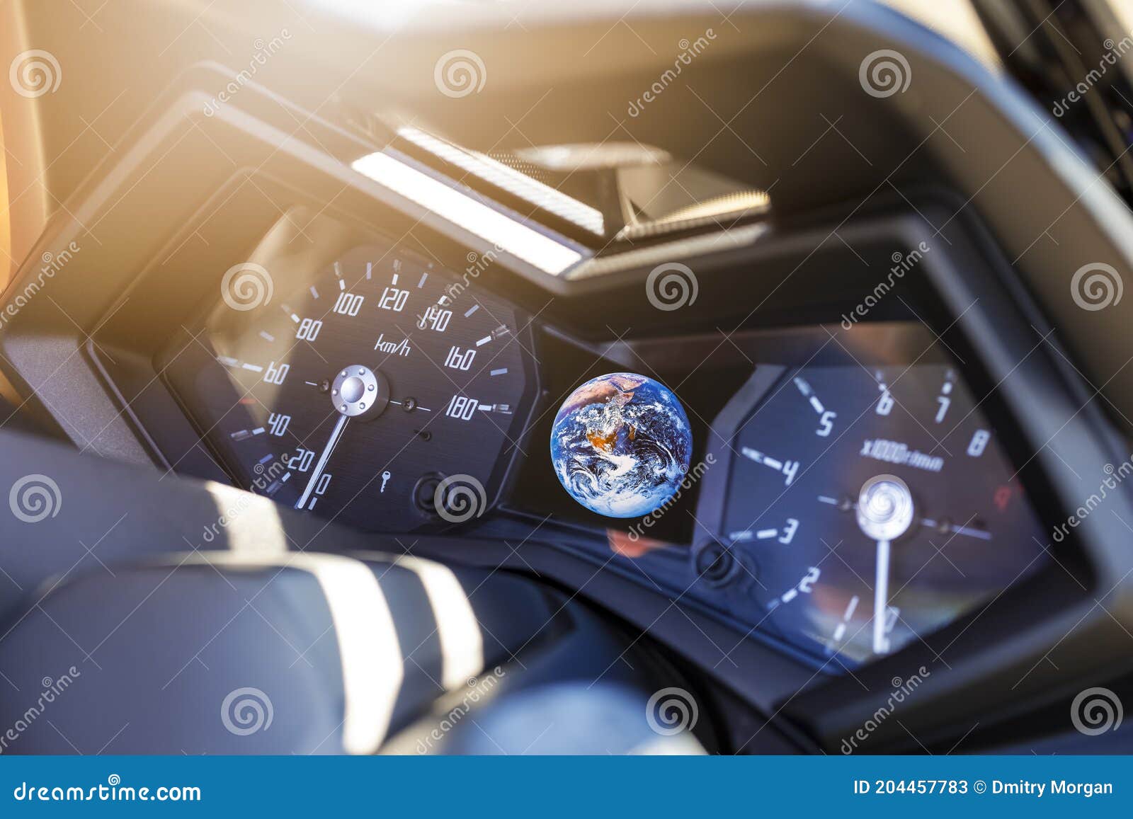 Motorcycling Concepts. Modern Motorcycle Dashboard Panel with Two ...