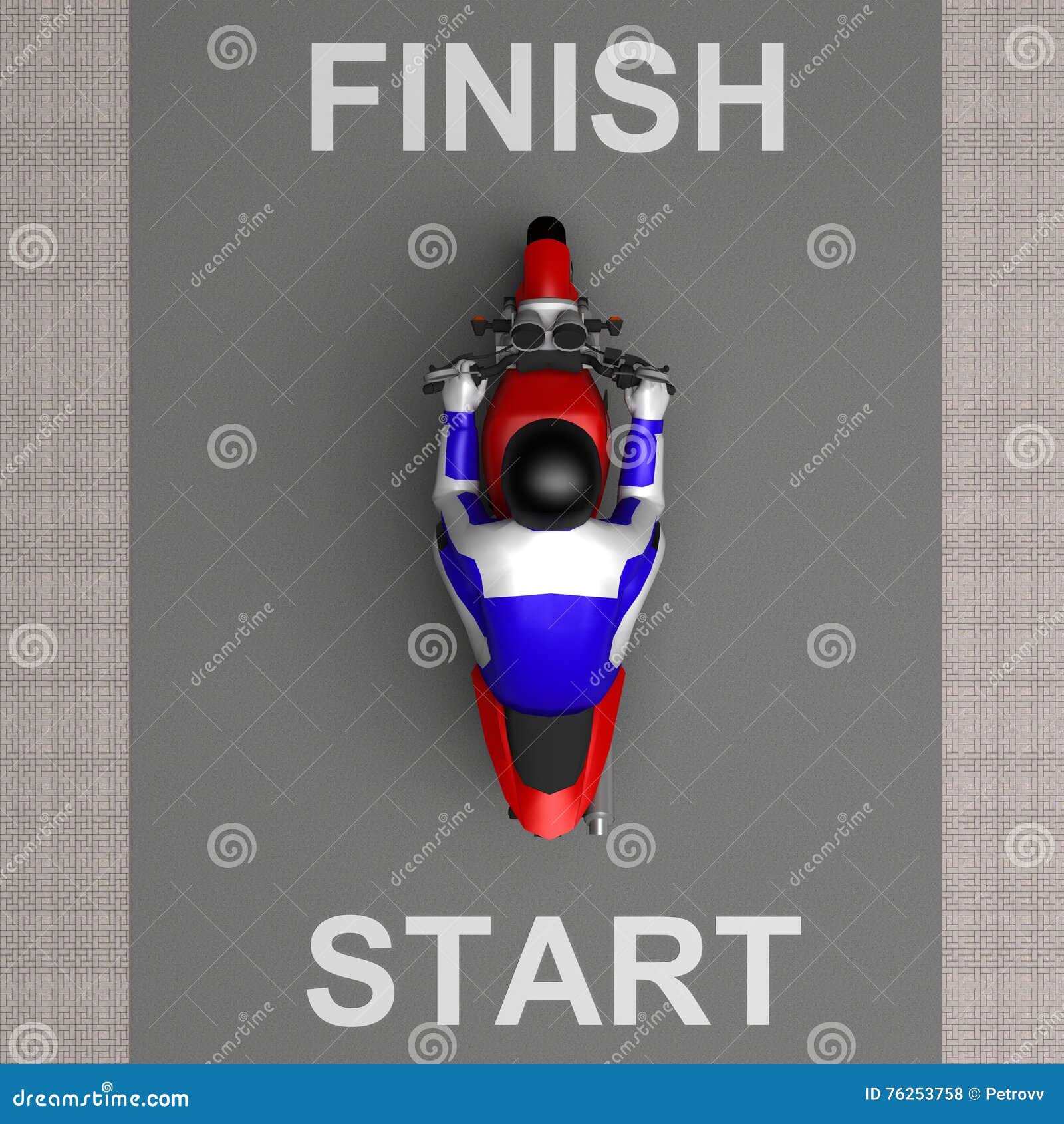 Motorcyclist 3d rendering stock illustration. Illustration of start ...