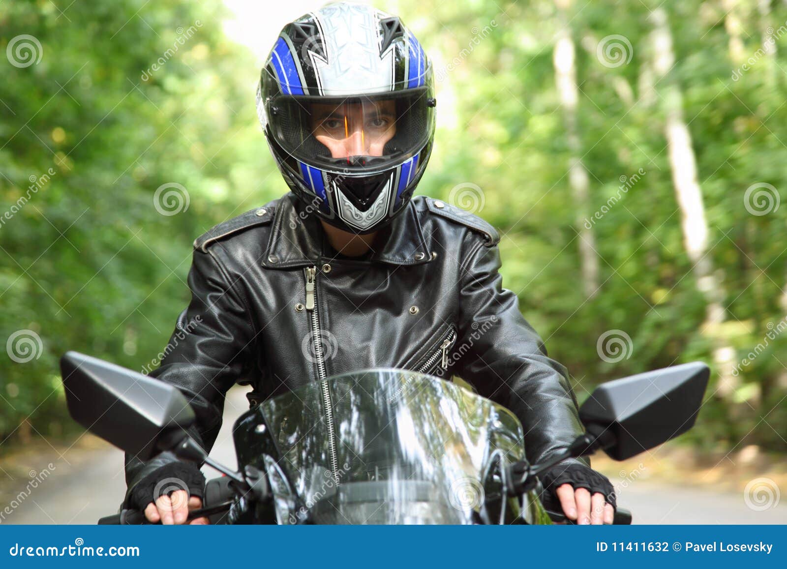 Harley Motorcycle Rider Front View